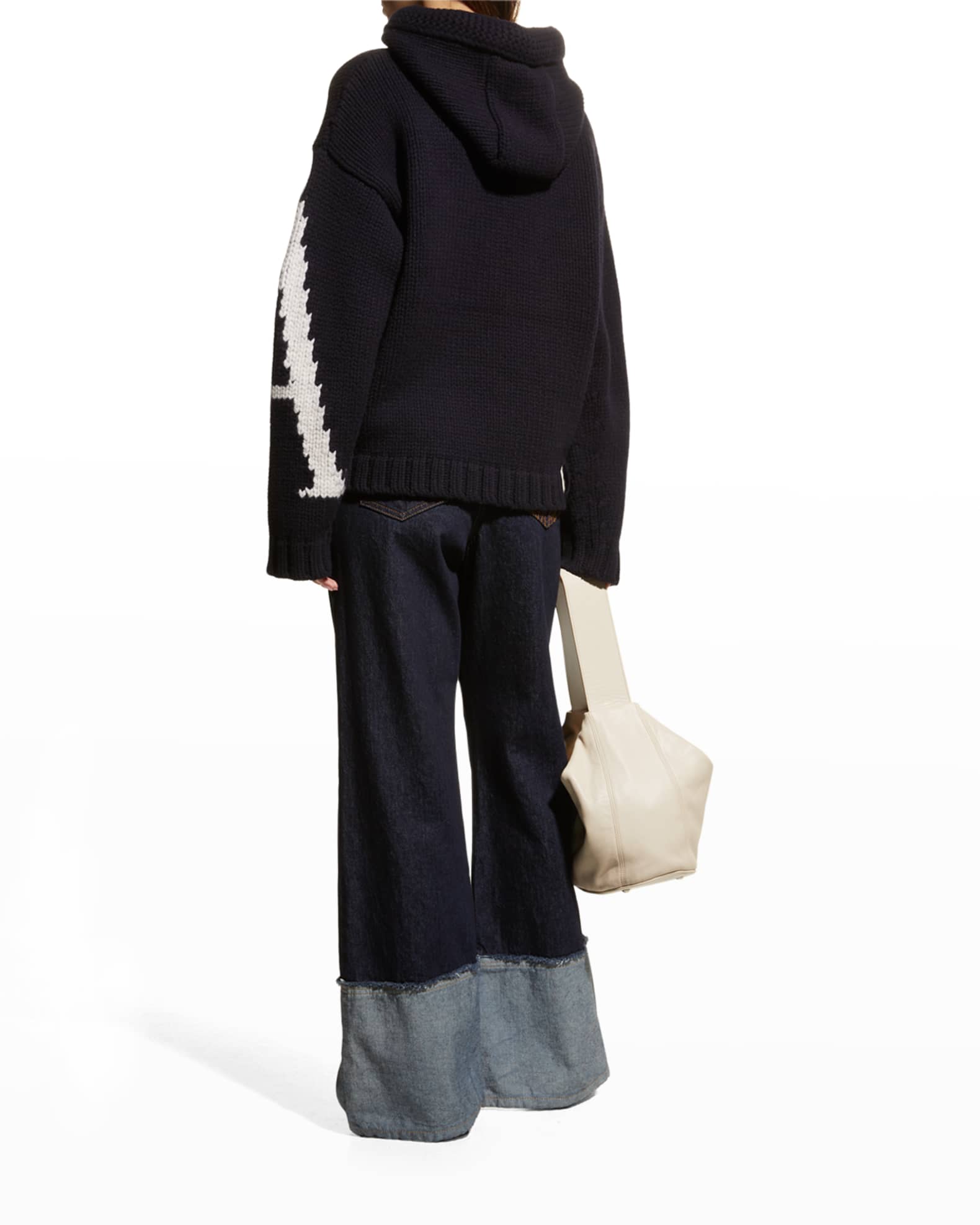 JW Anderson JWA Logo Chunky Knit Hoodie | Neiman Marcus