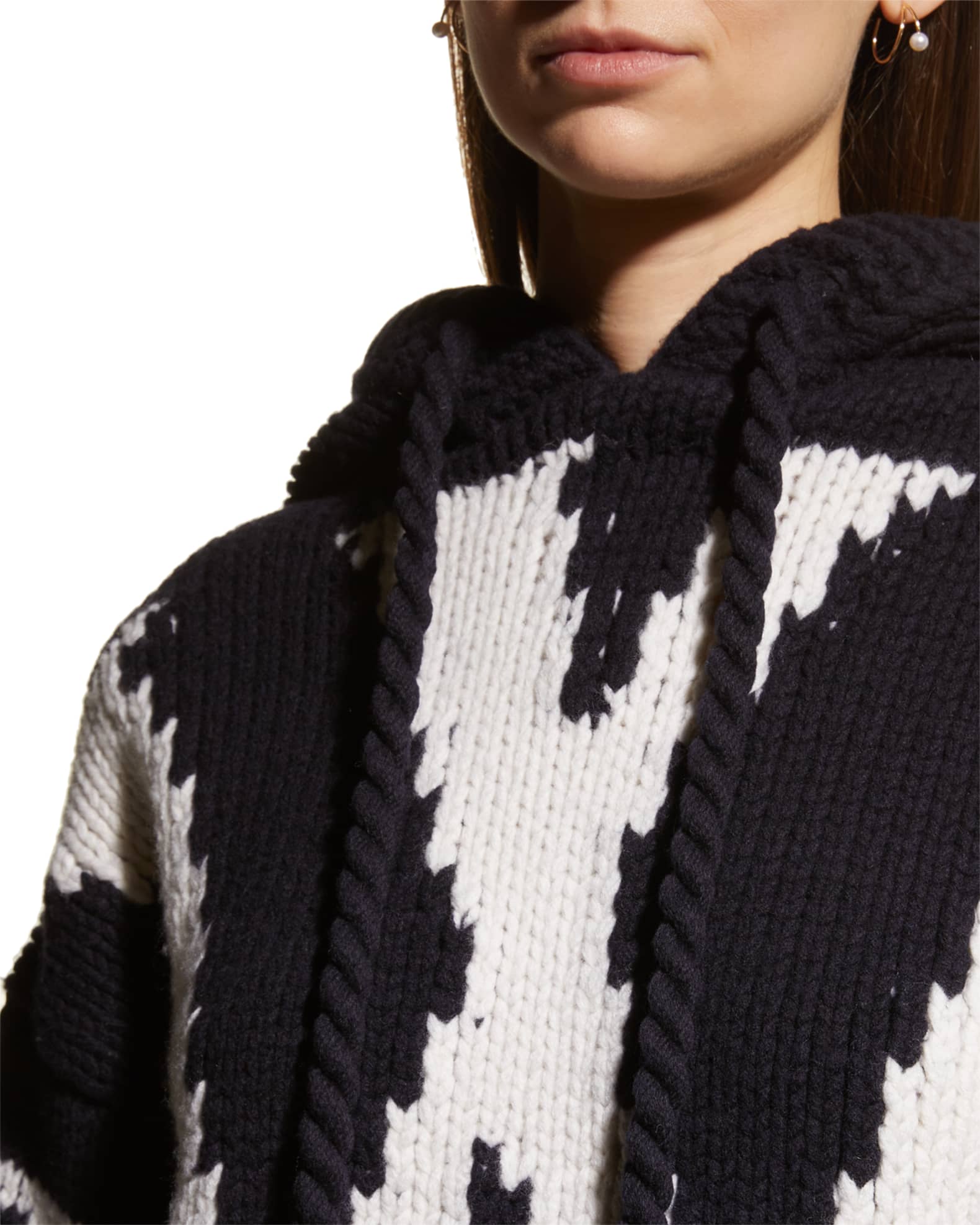 JW Anderson JWA Logo Chunky Knit Hoodie | Neiman Marcus