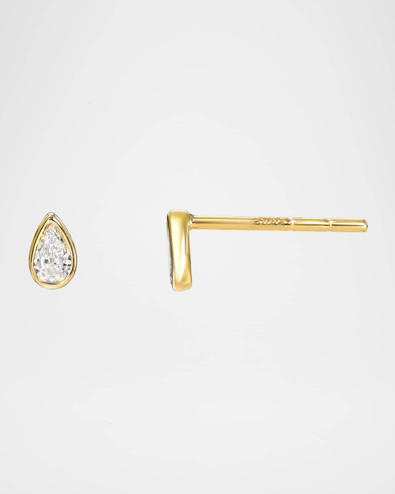 Zoe Lev Jewelry 14k Gold Pear Bezel Diamond Stud Earrings | Neiman Marcus
