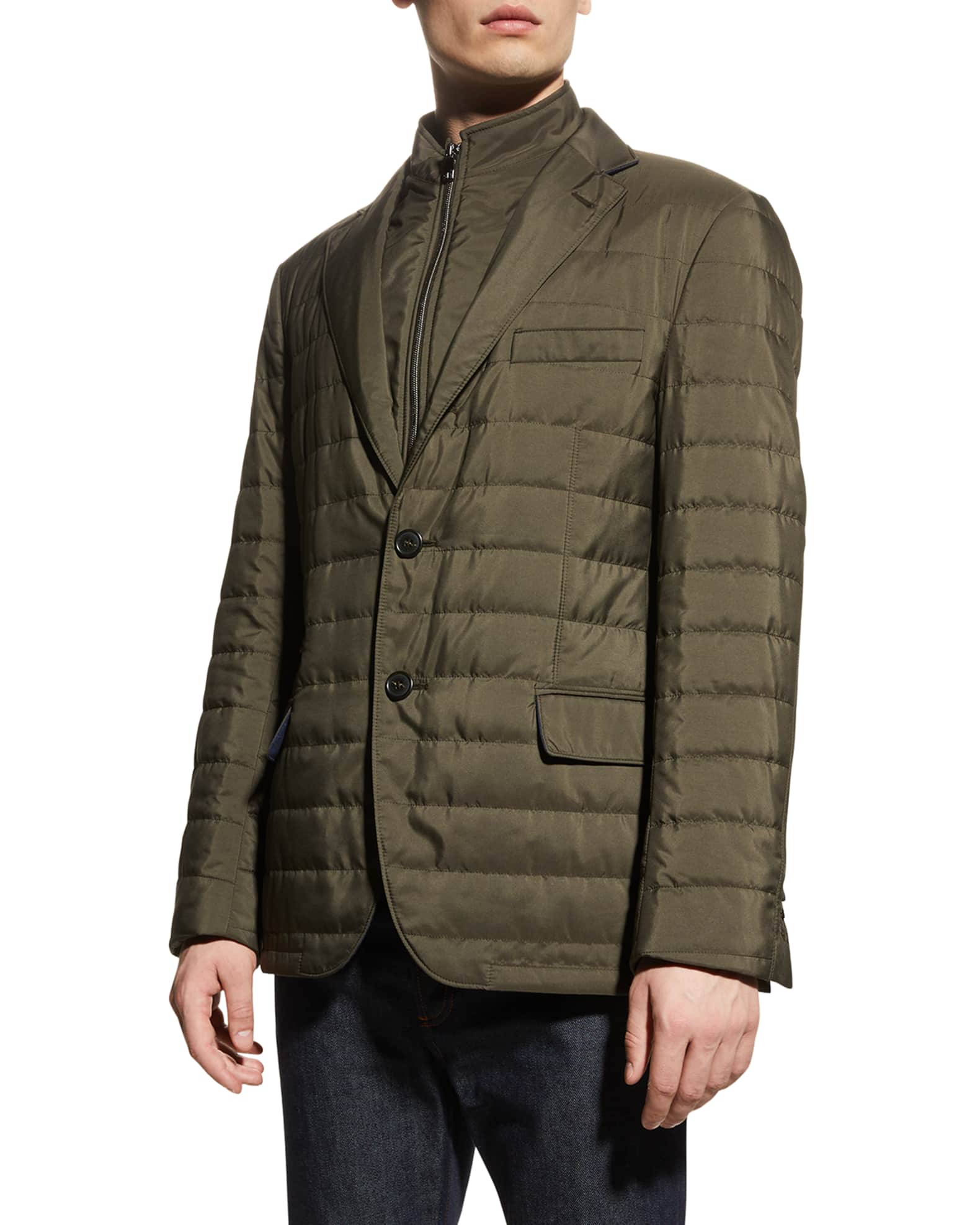Corneliani Men's Quilted Blazer w/ Removable Bib | Neiman Marcus