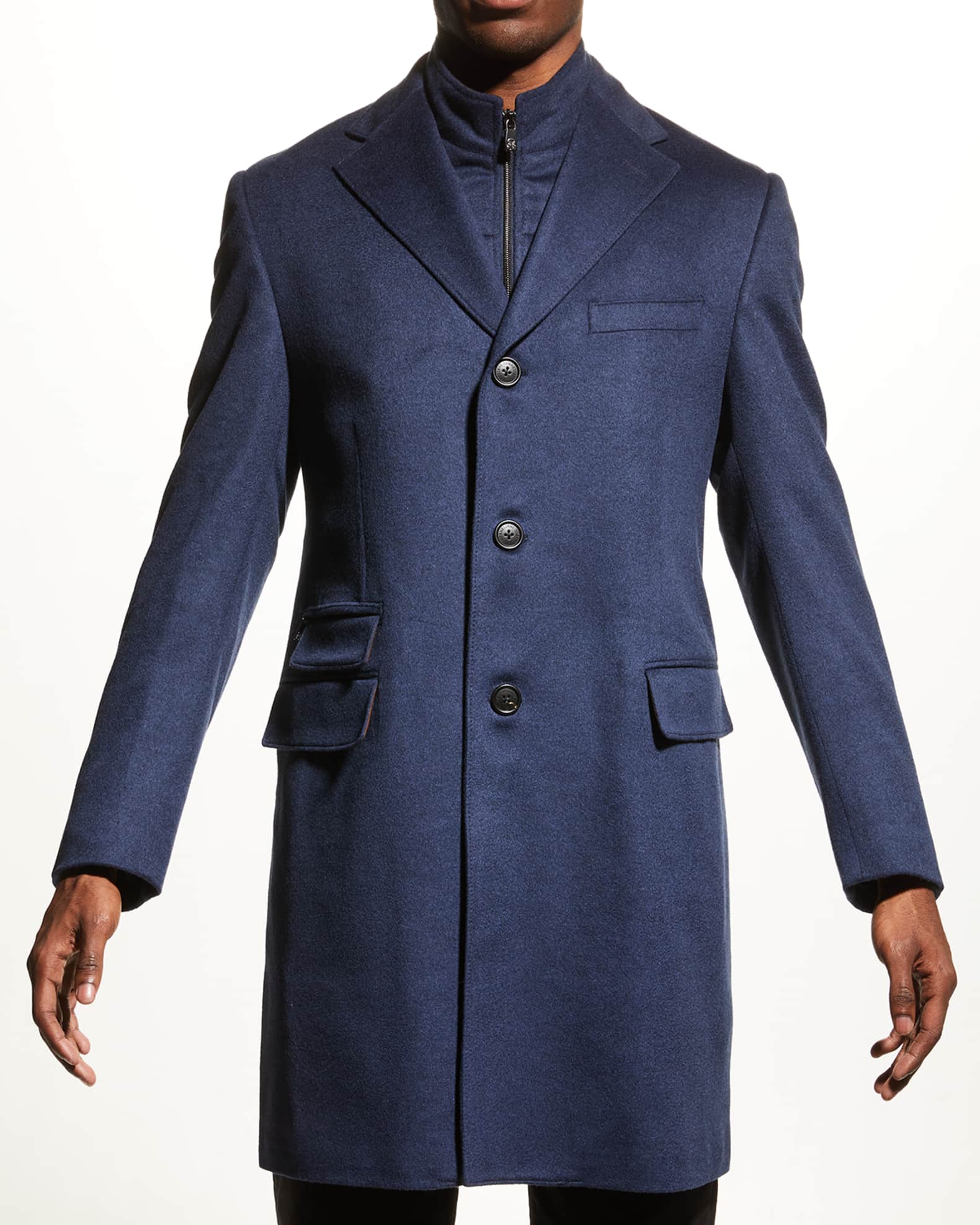 Corneliani Men's Wool Topcoat w/ Removable Chest Piece | Neiman Marcus