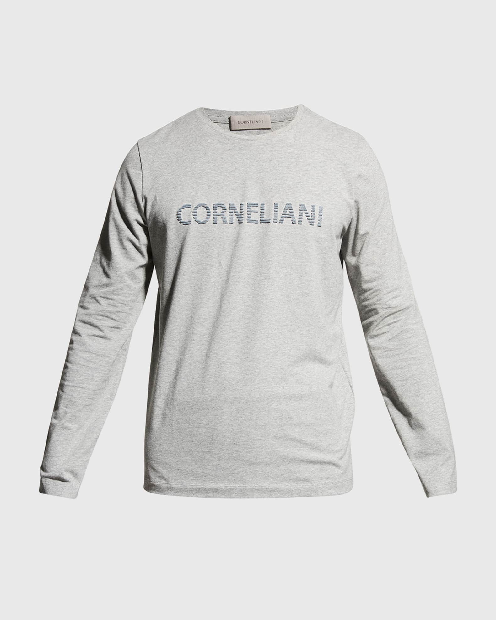 Corneliani Men's Textured-Logo T-Shirt | Neiman Marcus
