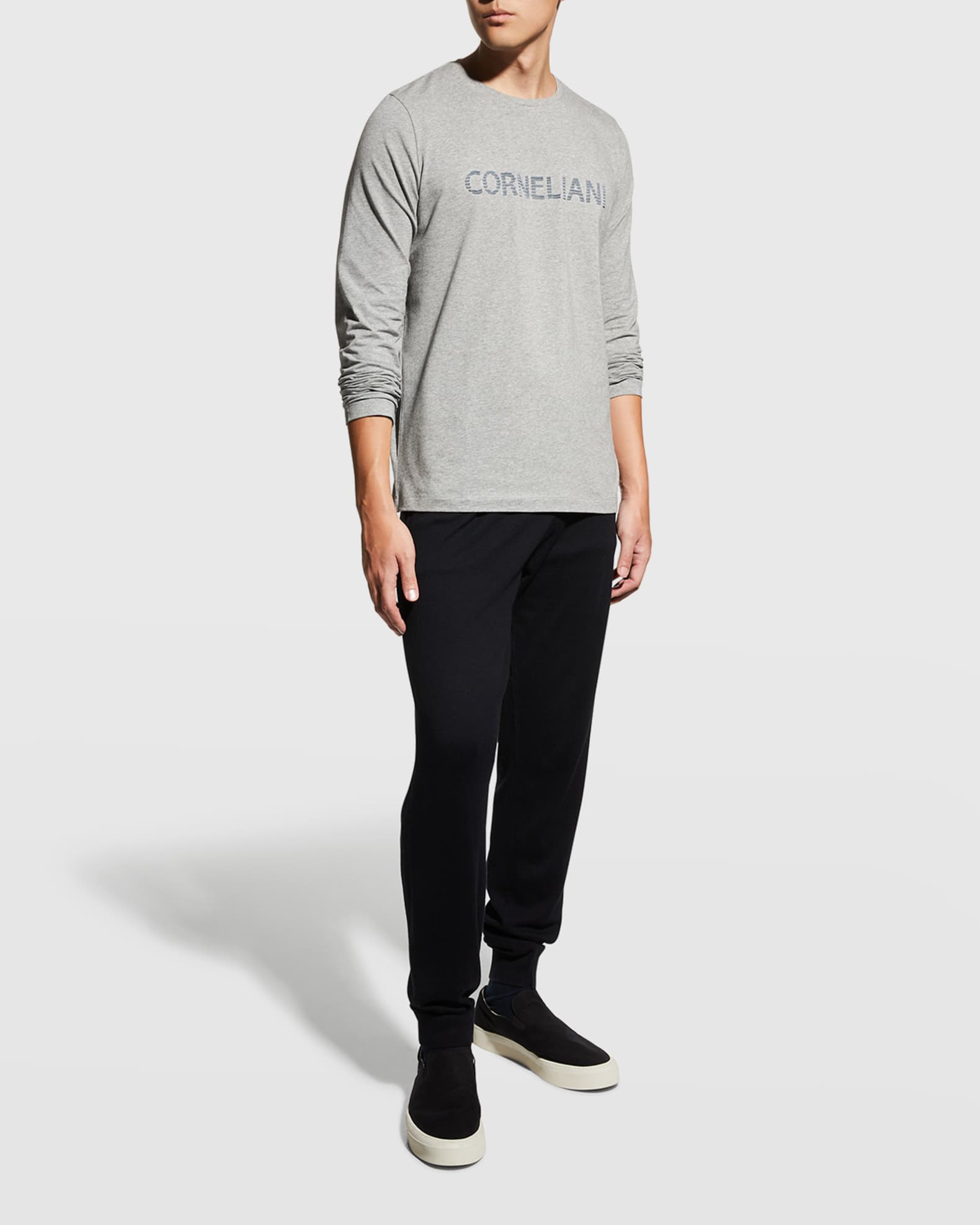 Corneliani Men's Textured-Logo T-Shirt | Neiman Marcus