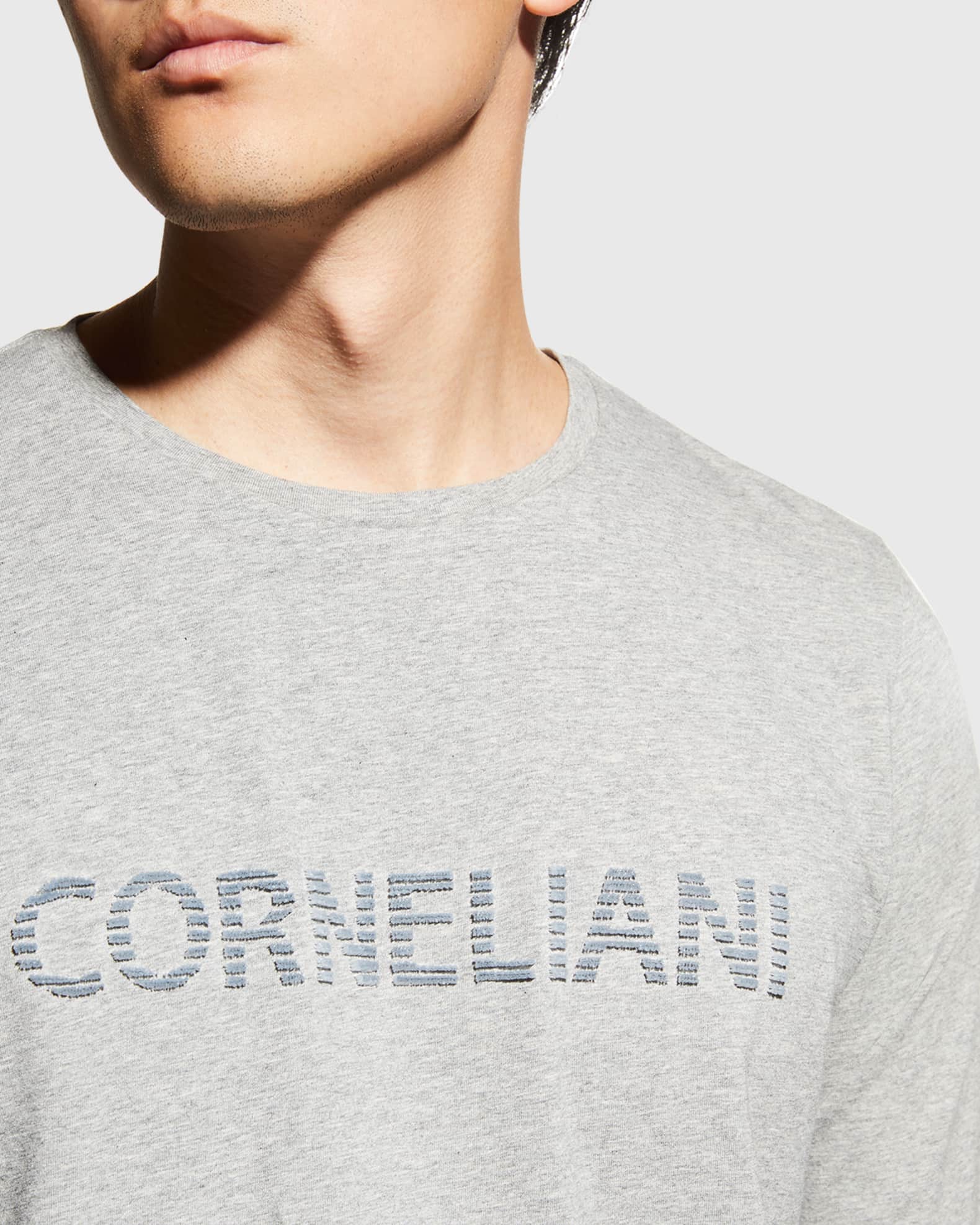 Corneliani Men's Textured-Logo T-Shirt | Neiman Marcus