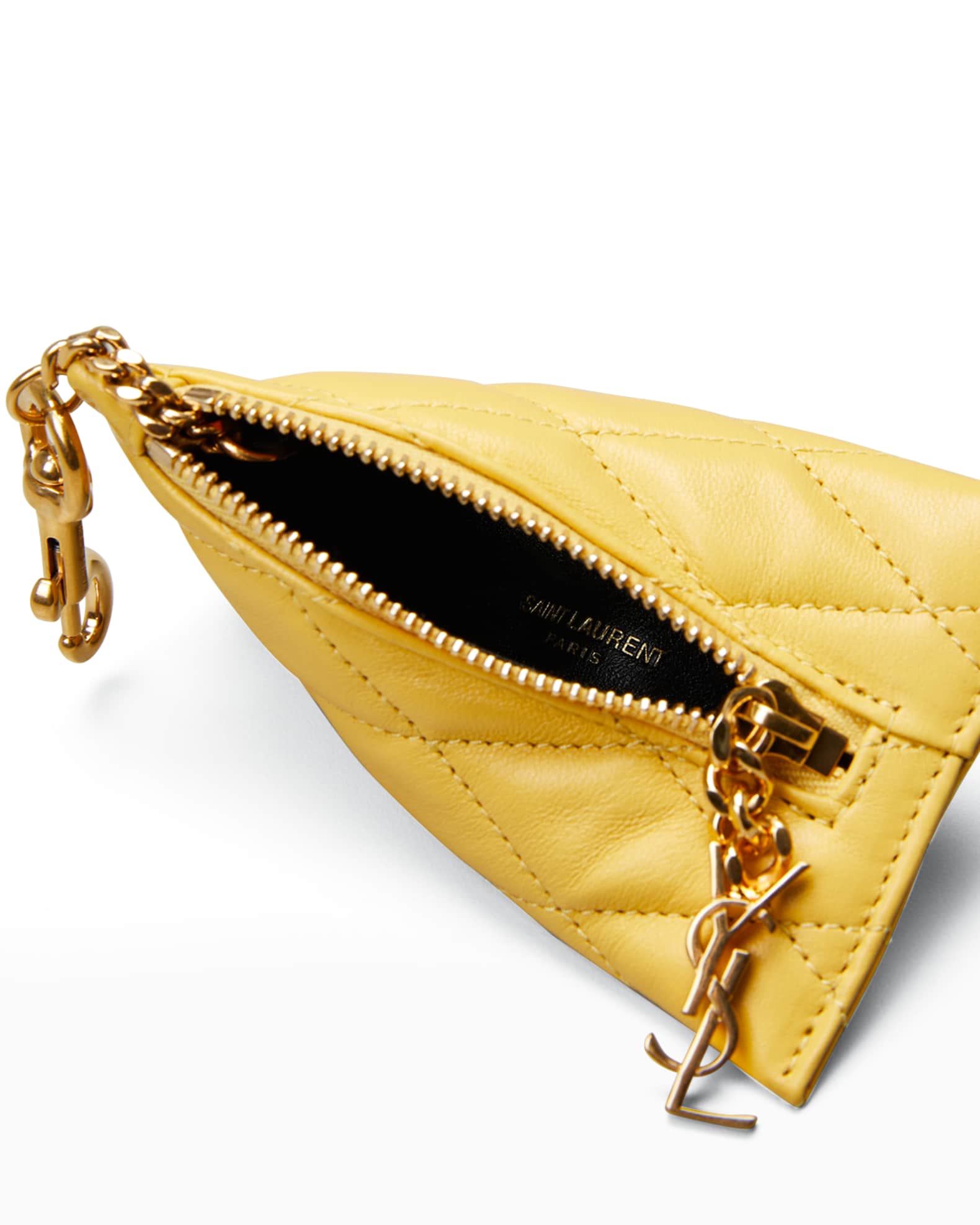 Saint Laurent Triangle YSL Quilted Pouch Key Chain | Neiman Marcus
