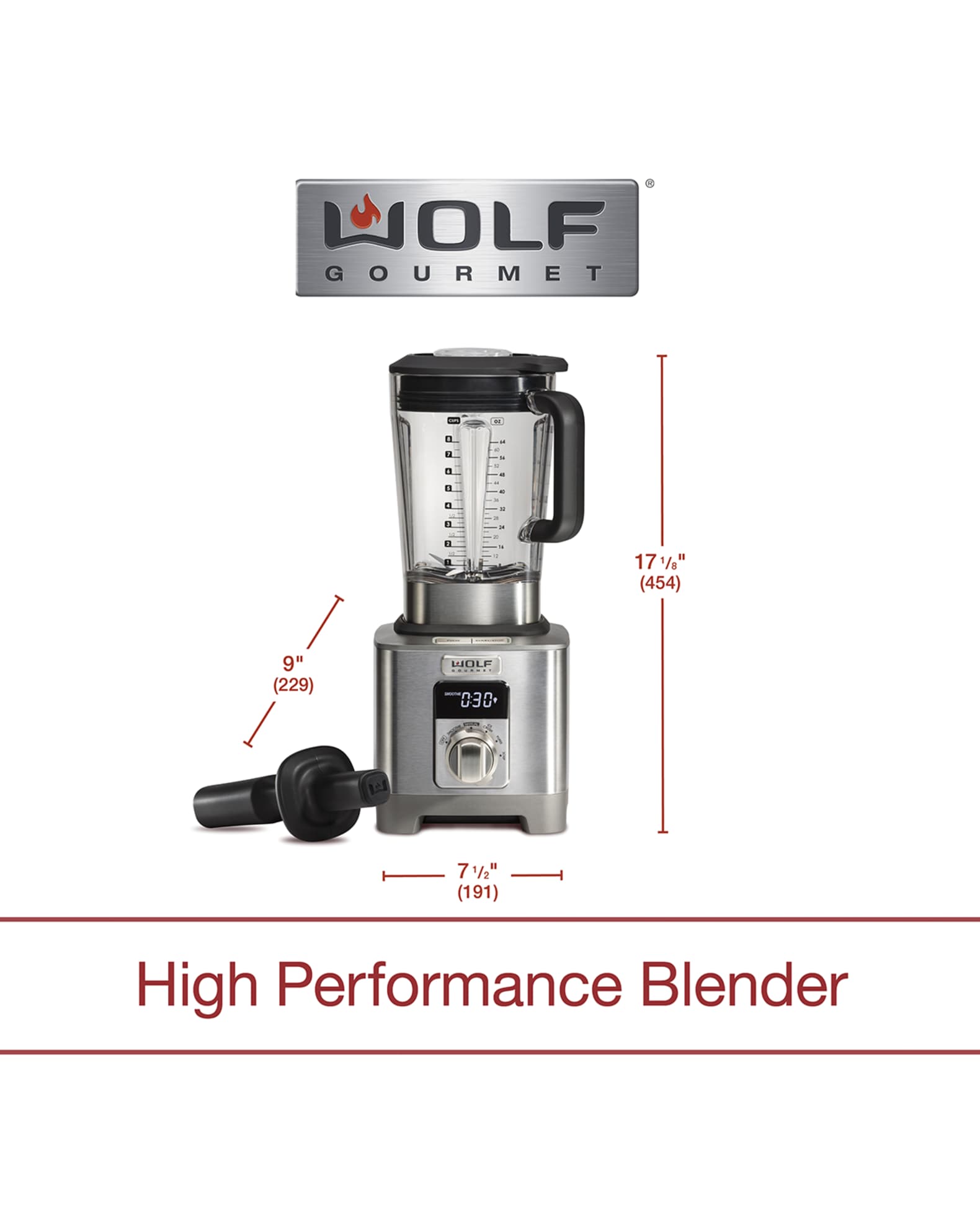 Wolf Gourmet High-Performance Blender with Stainless Steel Knob ...