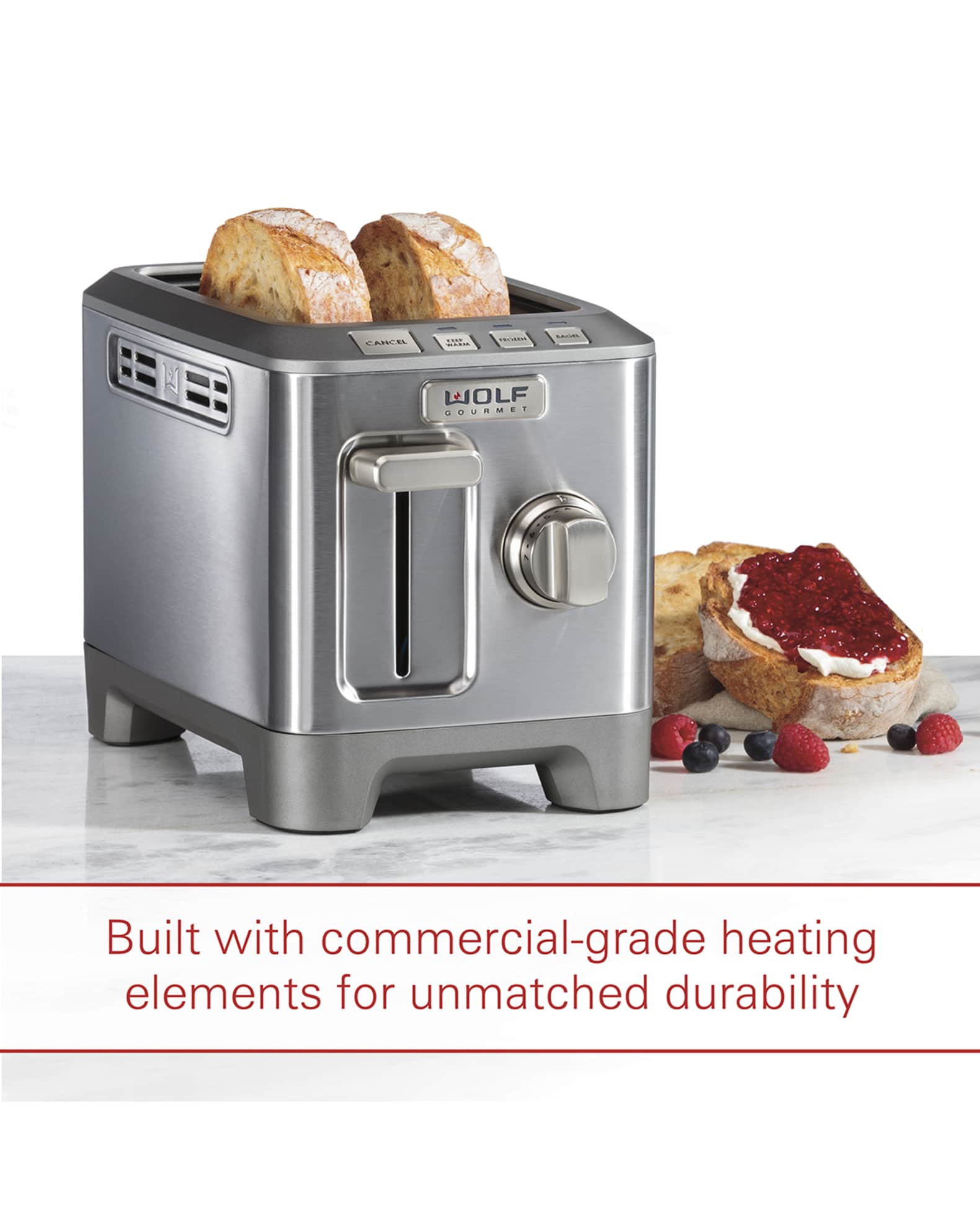 Wolf Gourmet 2-Slice Toaster with Stainless Steel Knob | Neiman Marcus