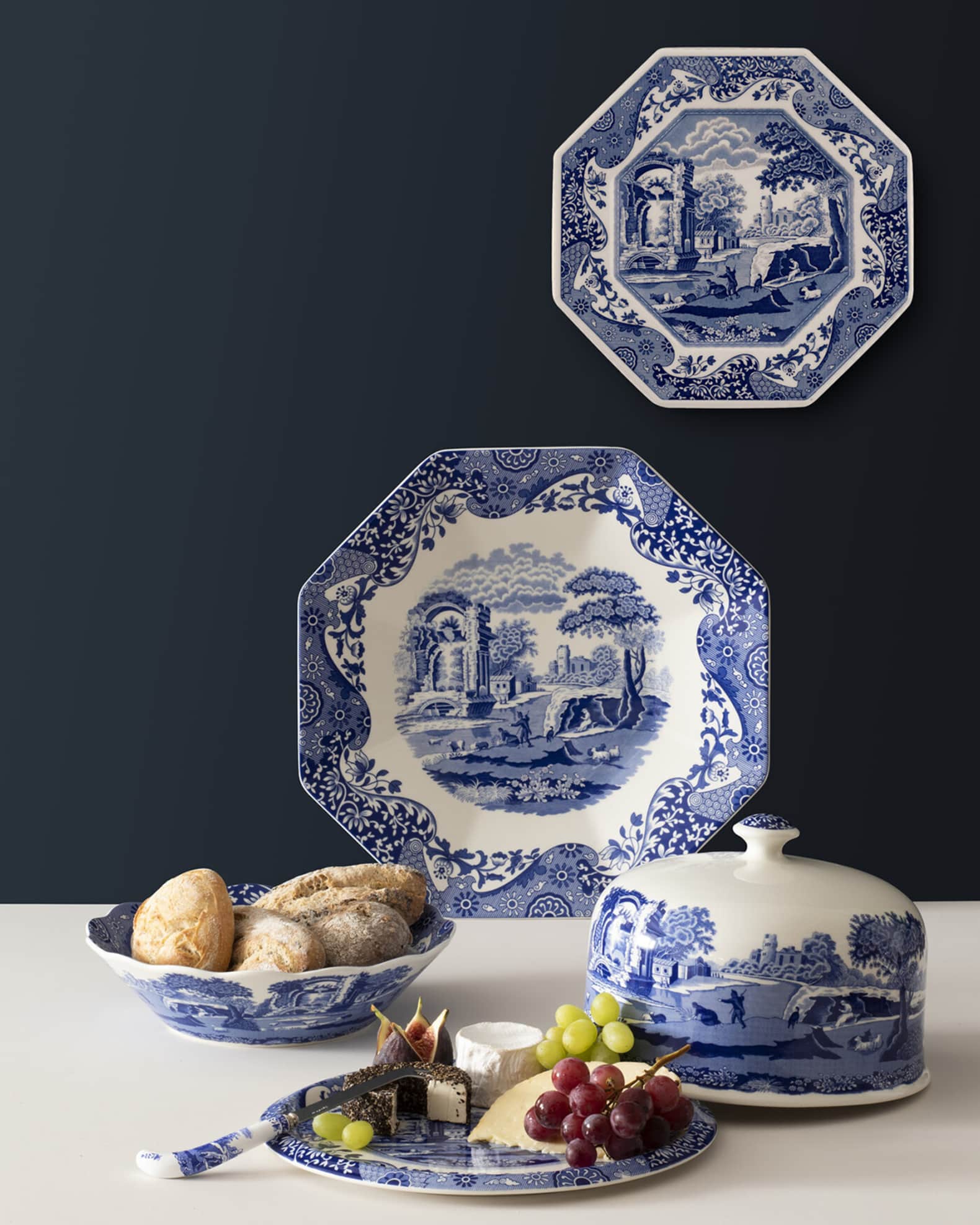 Spode Blue Italian 2-Piece Serving Platter w/ Dome | Neiman Marcus
