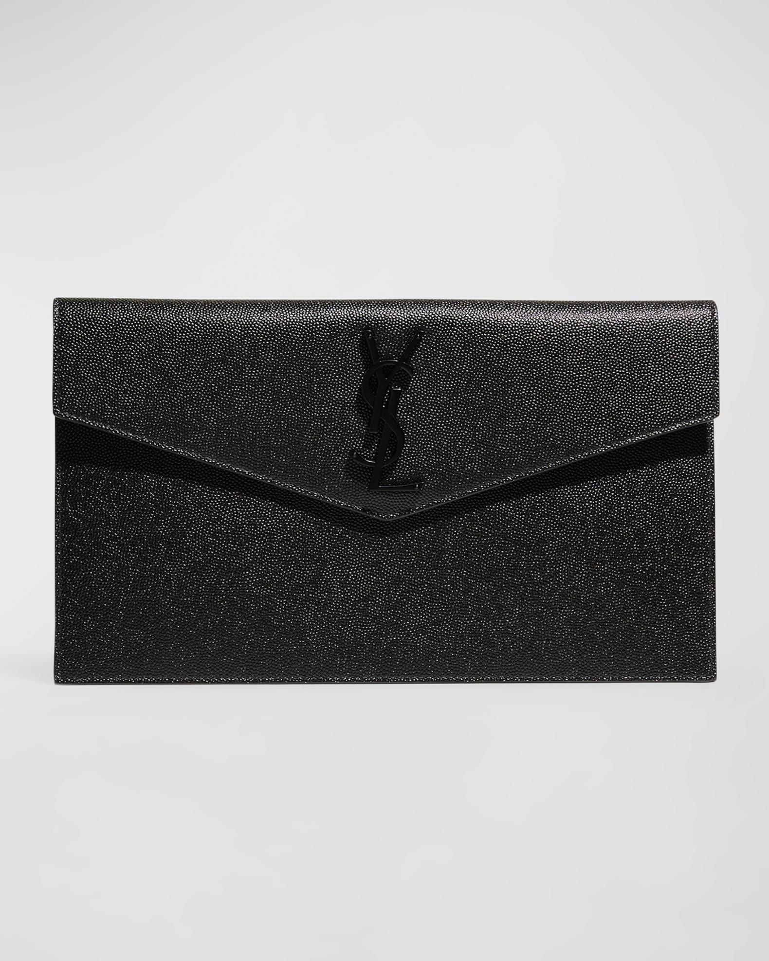 Saint Laurent Uptown YSL Pouch In Grained Leather Neiman Marcus