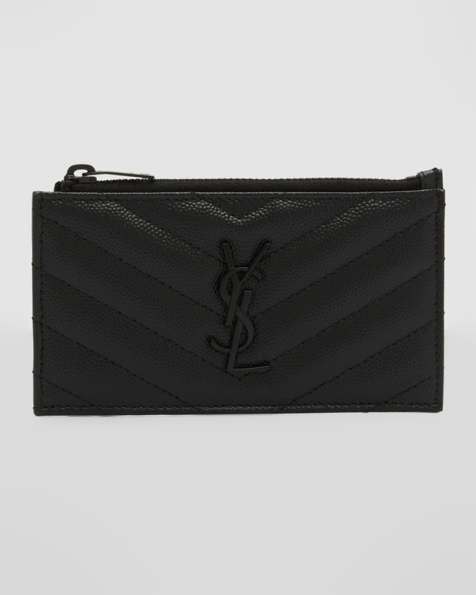 Saint Laurent YSL Monogram Zip Card Case | Neiman Marcus