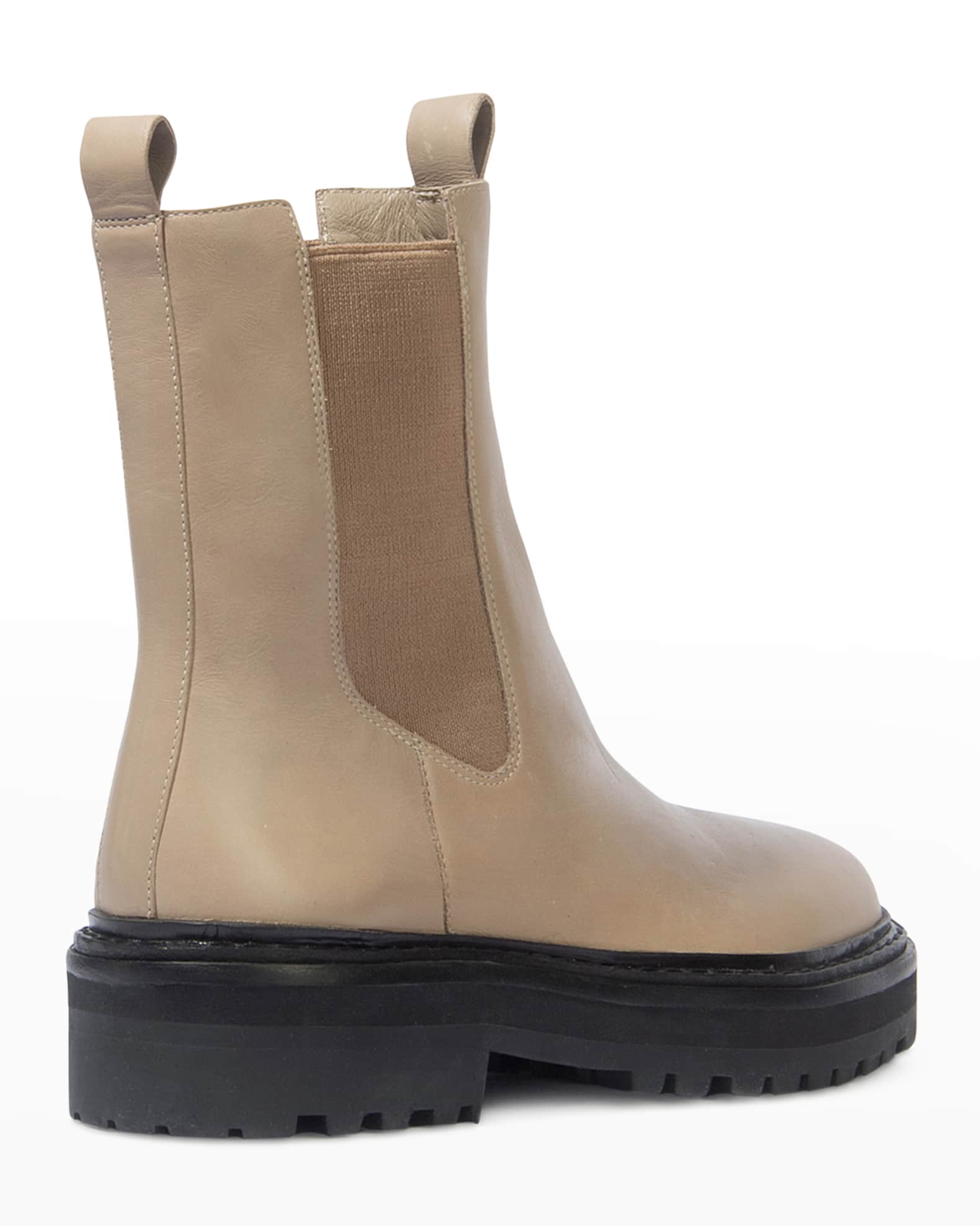 Black Suede Studio Demi Calfskin Lug-Sole Chelsea Booties | Neiman Marcus