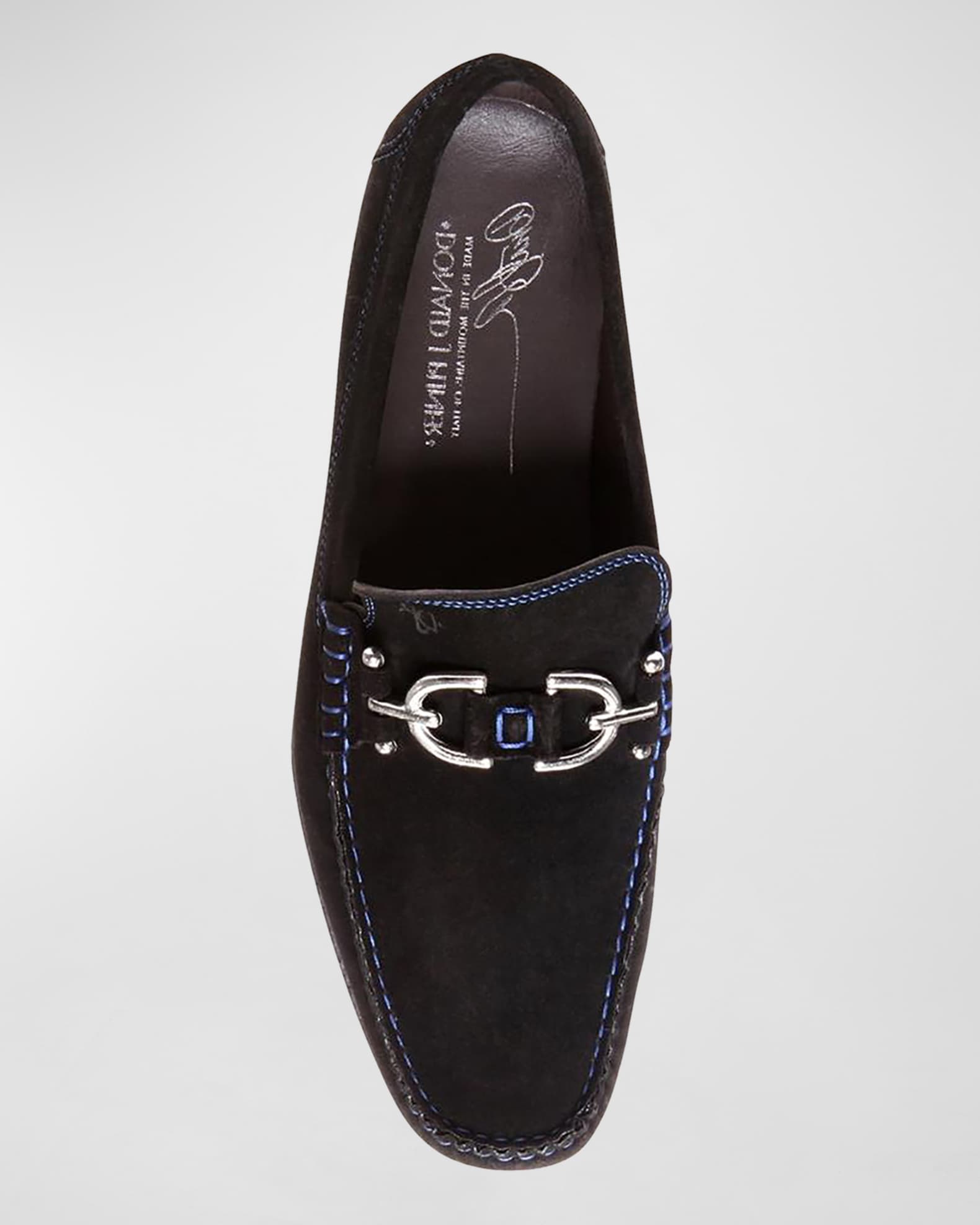 Donald Pliner Men's Dacio Contrast-Stitch Suede Loafer | Neiman Marcus