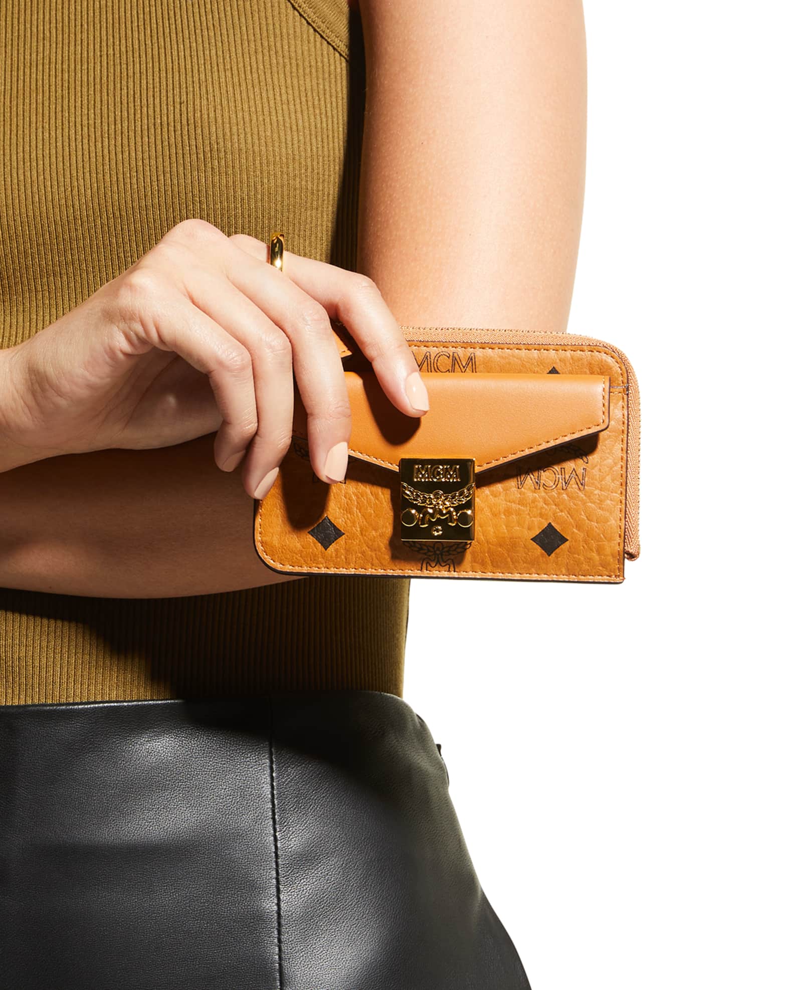 MCM Patricia Mini Visetos Card Case Key Pouch | Neiman Marcus