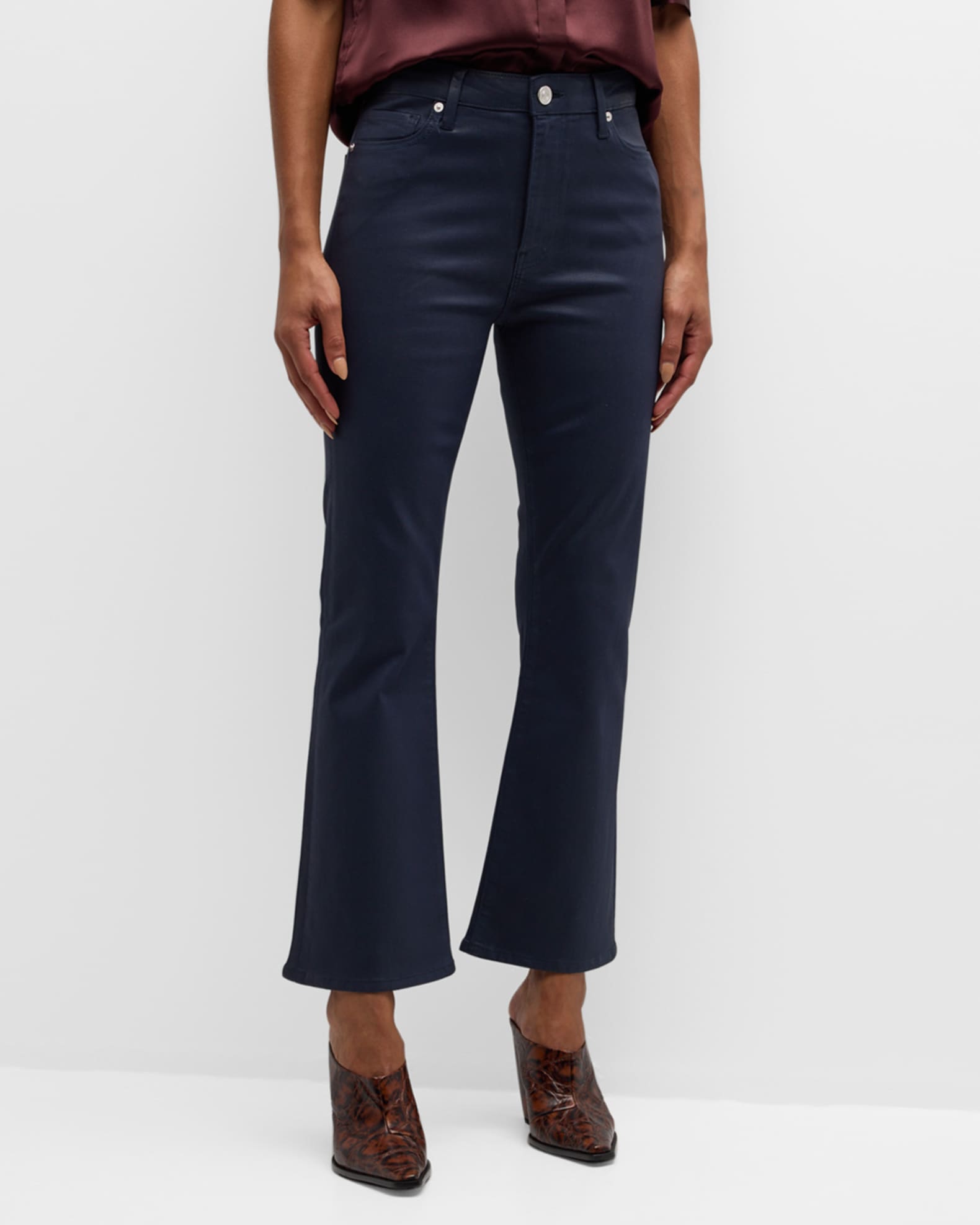 FRAME Le Crop Mini Boot Coated Jeans | Neiman Marcus