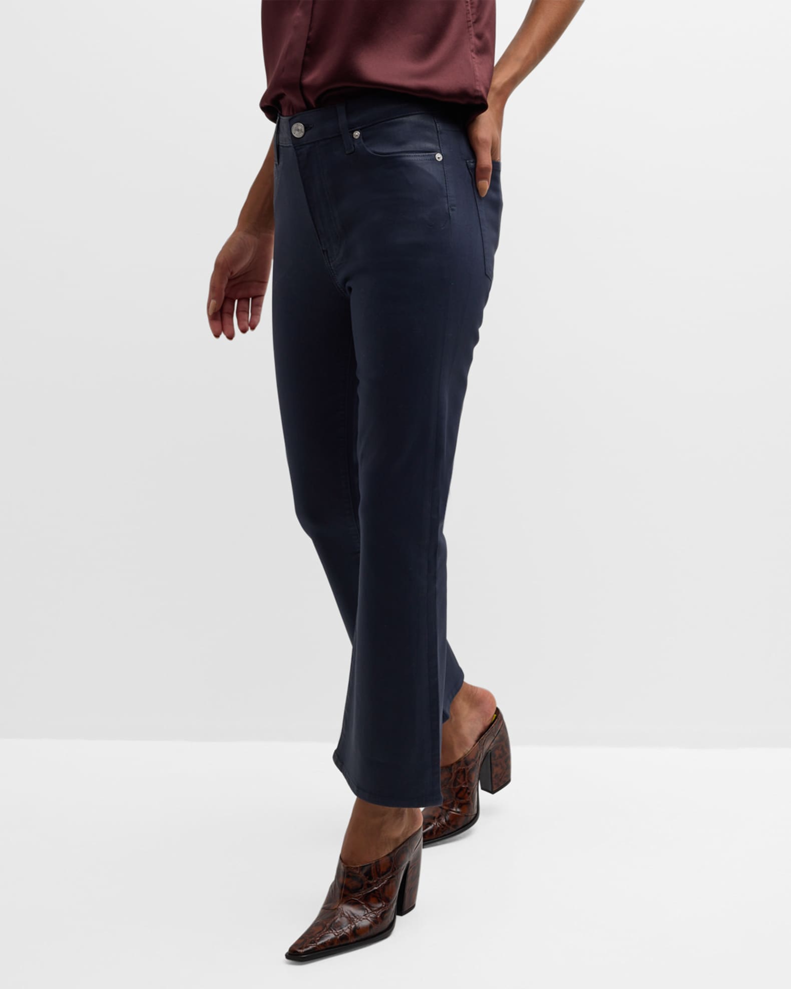 FRAME Le Crop Mini Boot Coated Jeans | Neiman Marcus