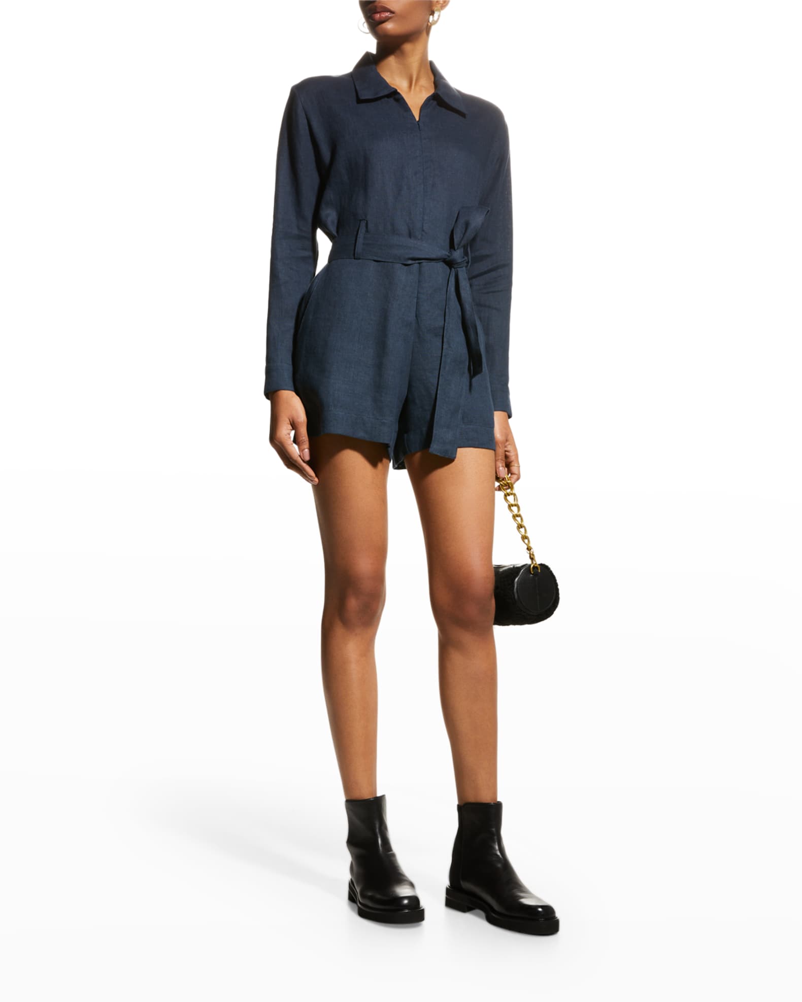 Rivet Utility Trendsetter Belted Romper | Neiman Marcus