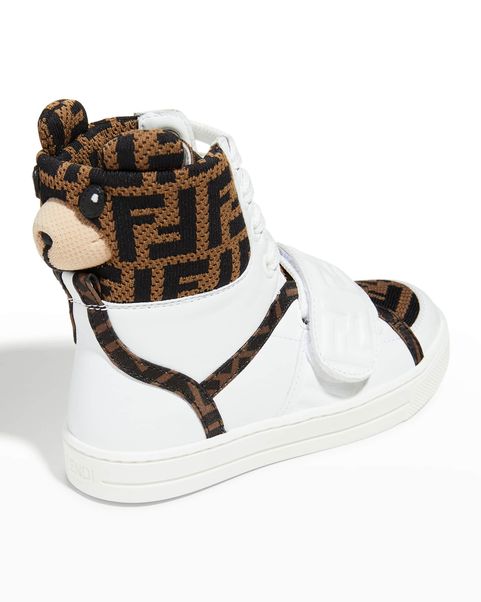 Fendi Kid's FF Logo High-Top Sneakers with 3D Bear Head, Toddler/Kids ...