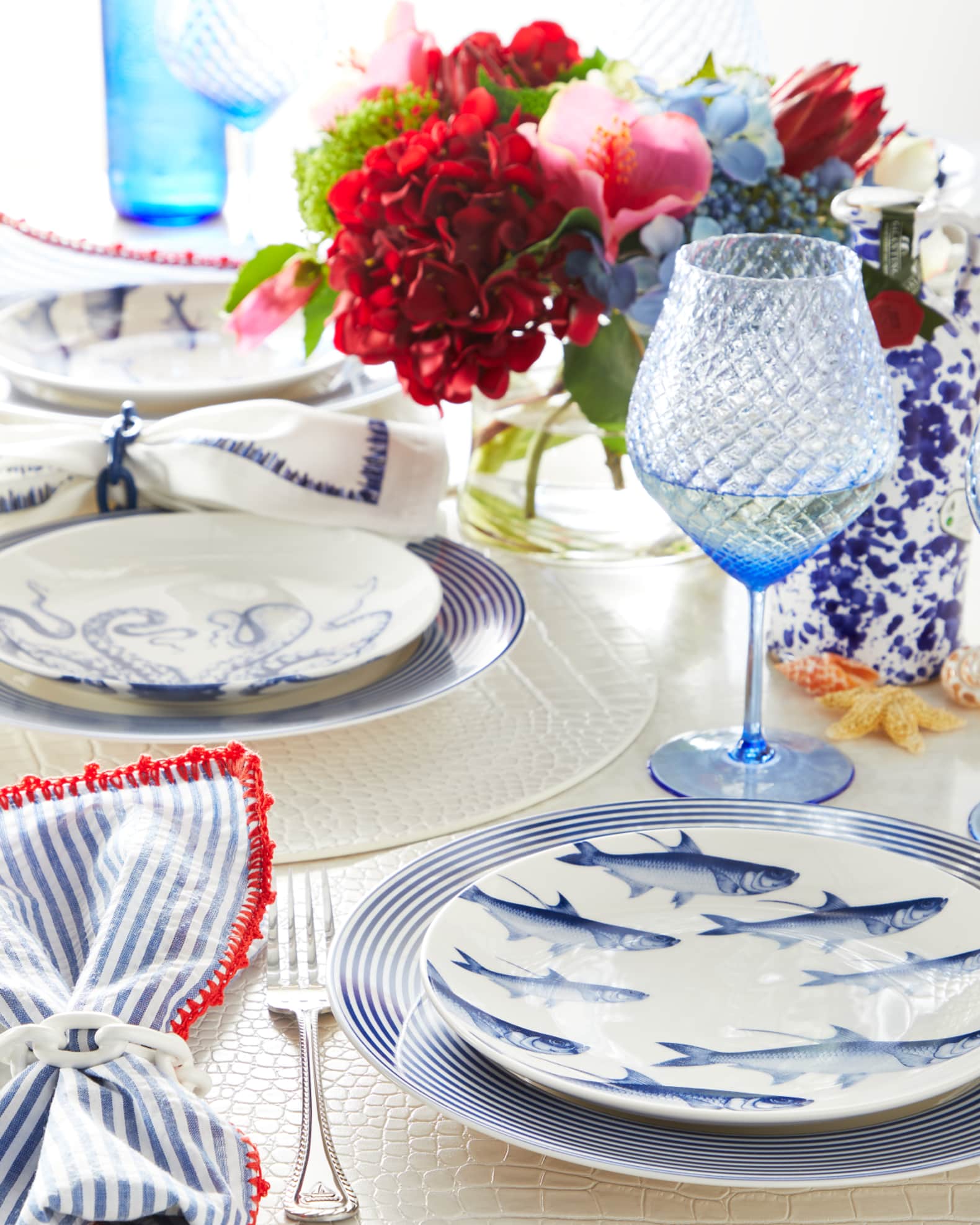 Caskata Blue Crabs Coupe Salad Plates, Set of 4 | Neiman Marcus