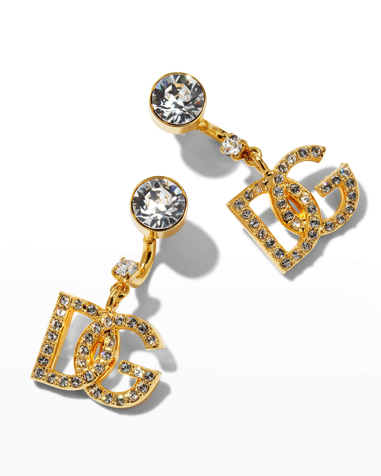 Dolce&Gabbana Crystal DG Drop Earrings | Neiman Marcus