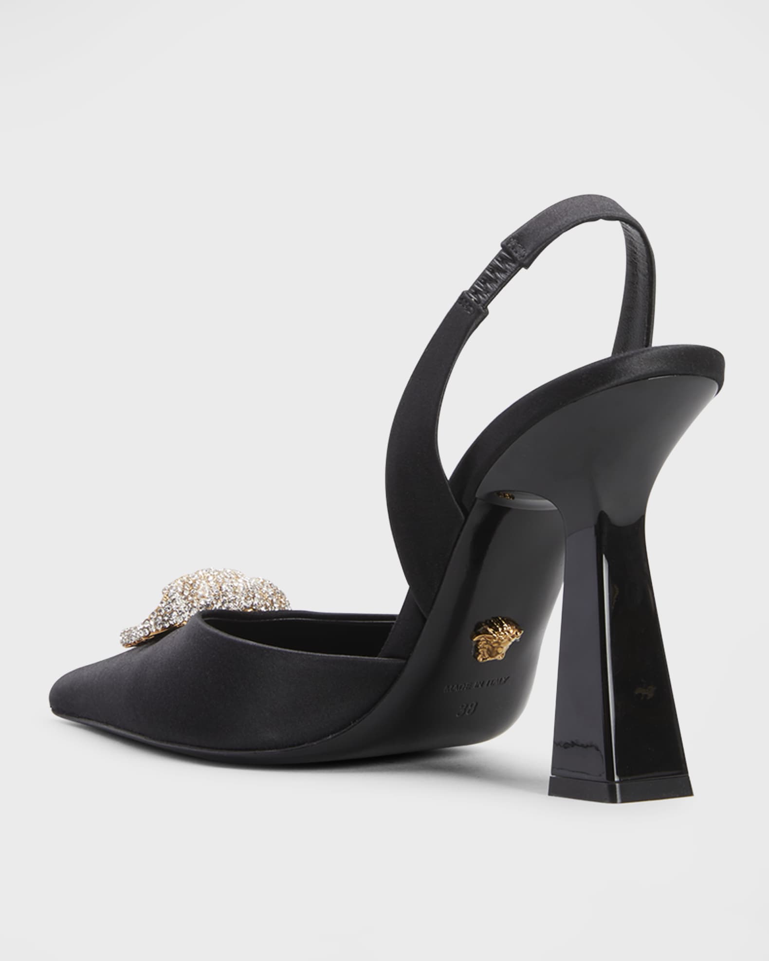 Versace La Medusa Satin Slingback Pumps | Neiman Marcus