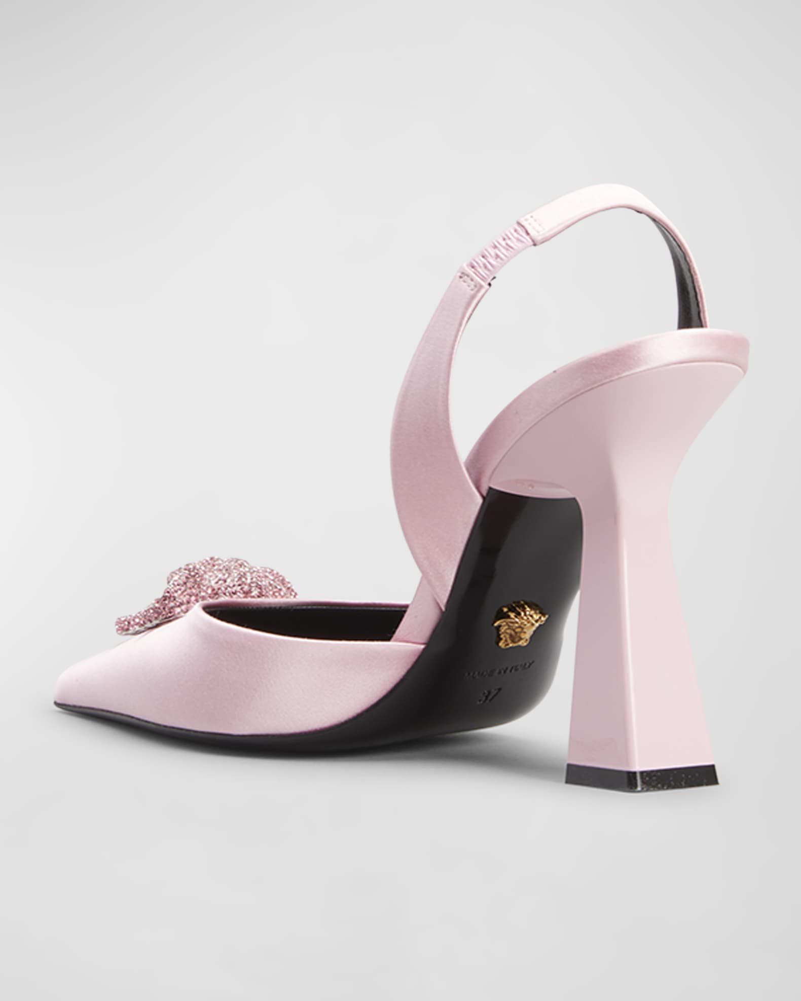 Versace La Medusa Satin Slingback Pumps | Neiman Marcus