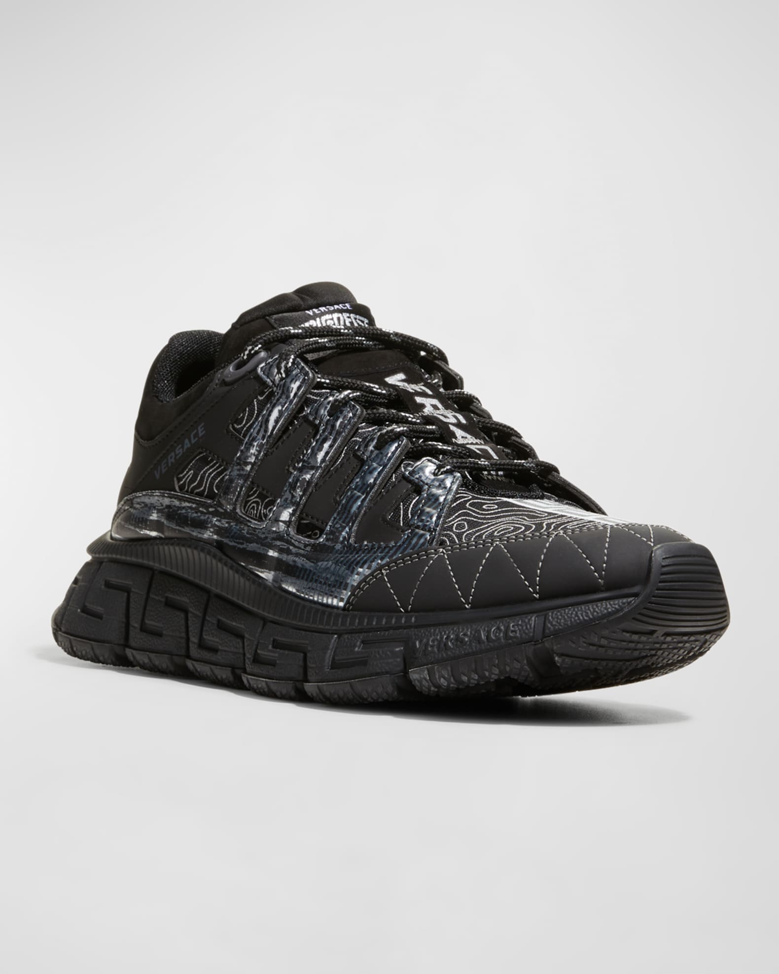 Versace Trigreca Printed Low-Top Trainer Sneakers | Neiman Marcus
