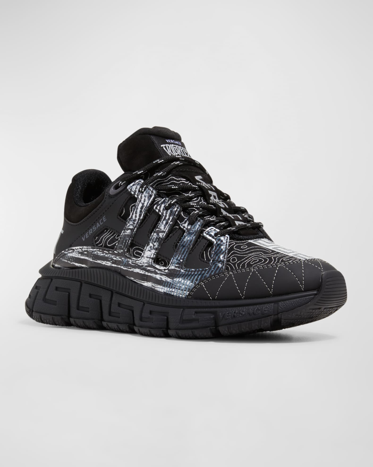 Versace Trigreca Printed Low-Top Trainer Sneakers | Neiman Marcus