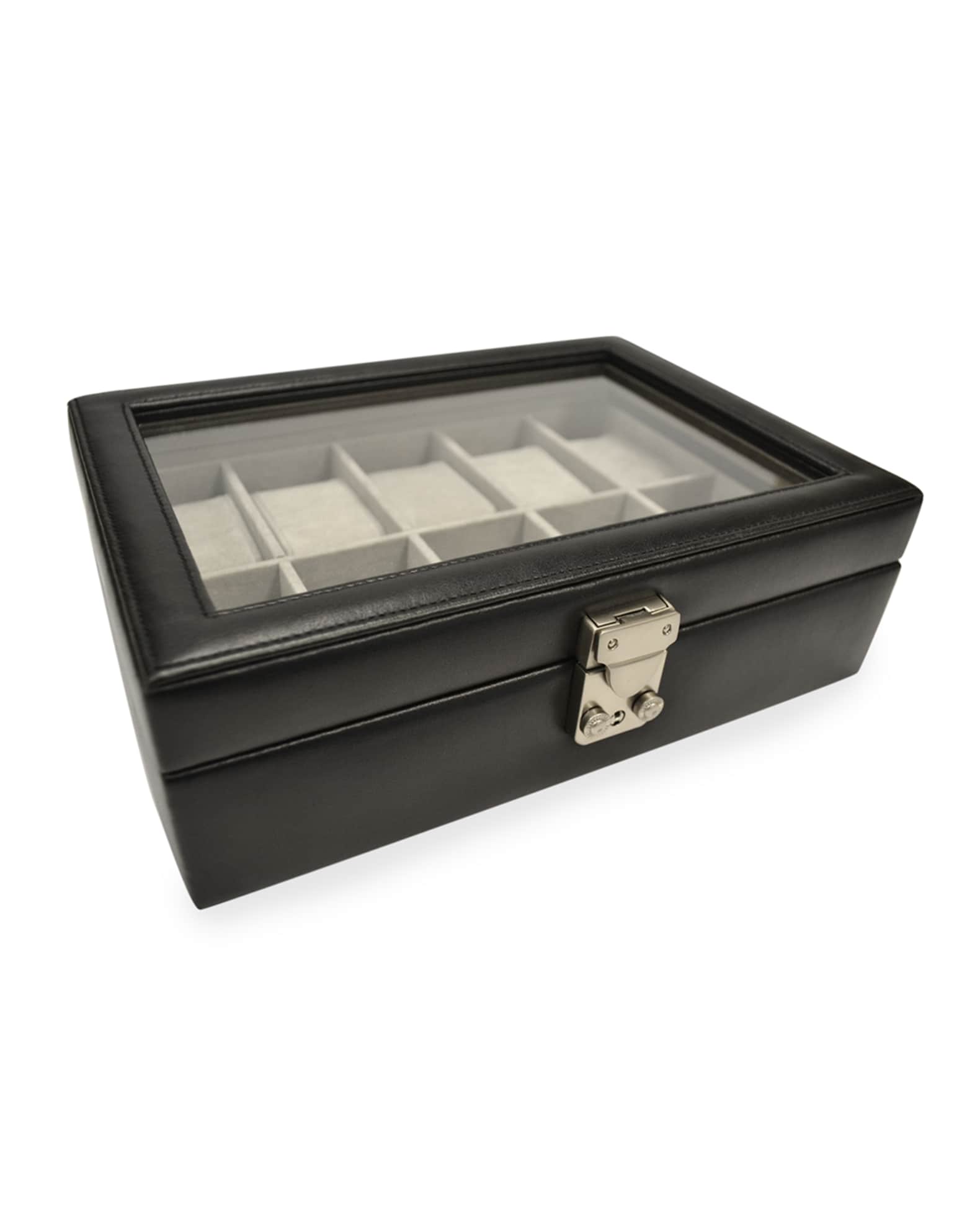 ROYCE New York Personalized Leather 10-Watch Display Case | Neiman Marcus