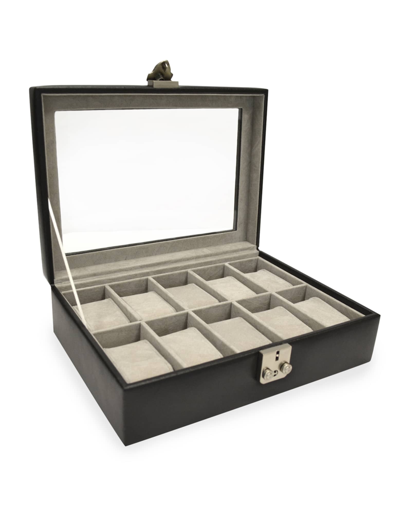 ROYCE New York Personalized Leather 10-Watch Display Case | Neiman Marcus