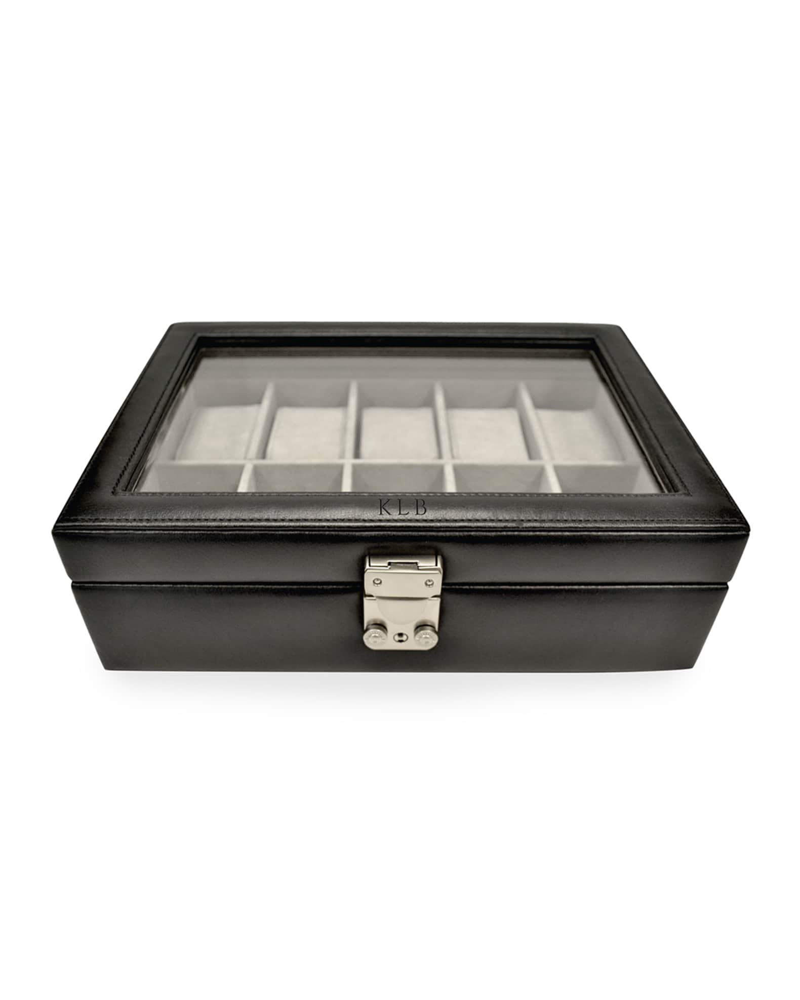 ROYCE New York Personalized Leather 10-Watch Display Case | Neiman Marcus