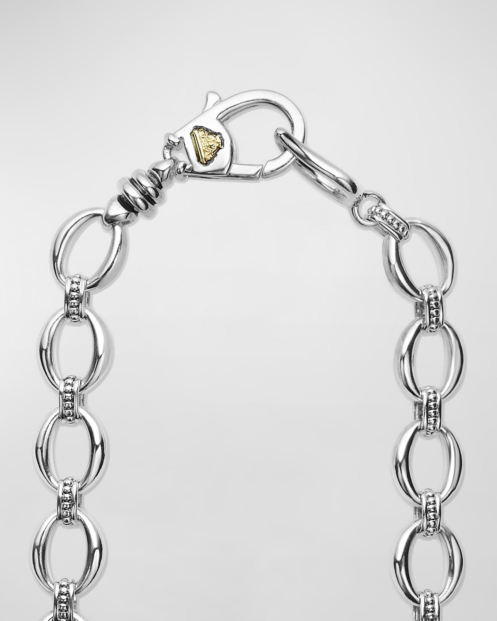 LAGOS Caviar Lux Two-Tone One Pave Diamond Oval Link Necklace | Neiman ...