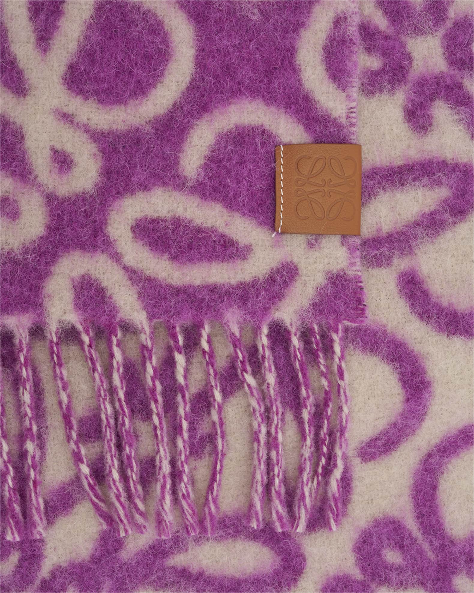 Loewe Multicolor Anagram Lines Wool-Blend Scarf | Neiman Marcus