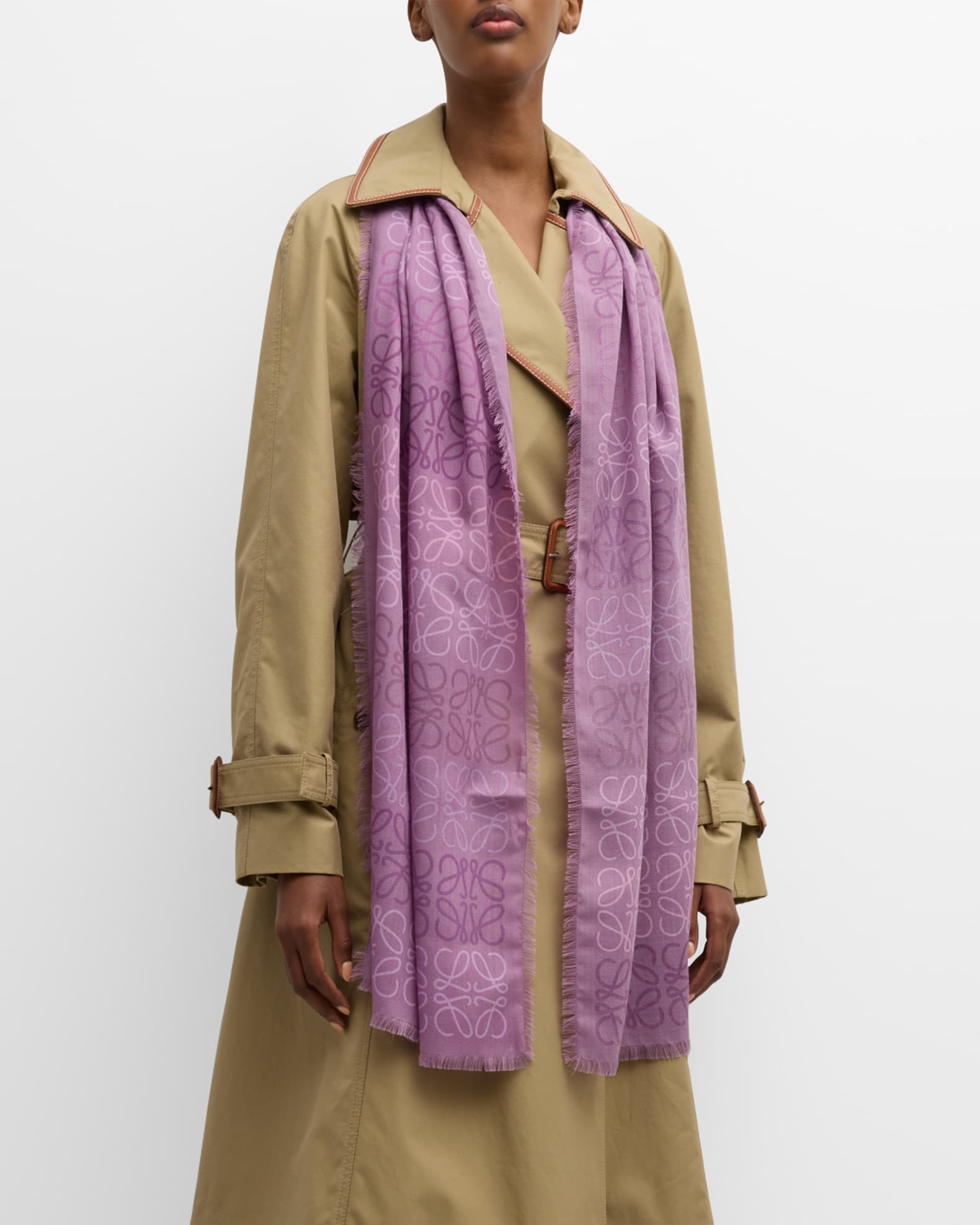 Loewe Multicolor Anagram Lines Wool-Blend Scarf | Neiman Marcus