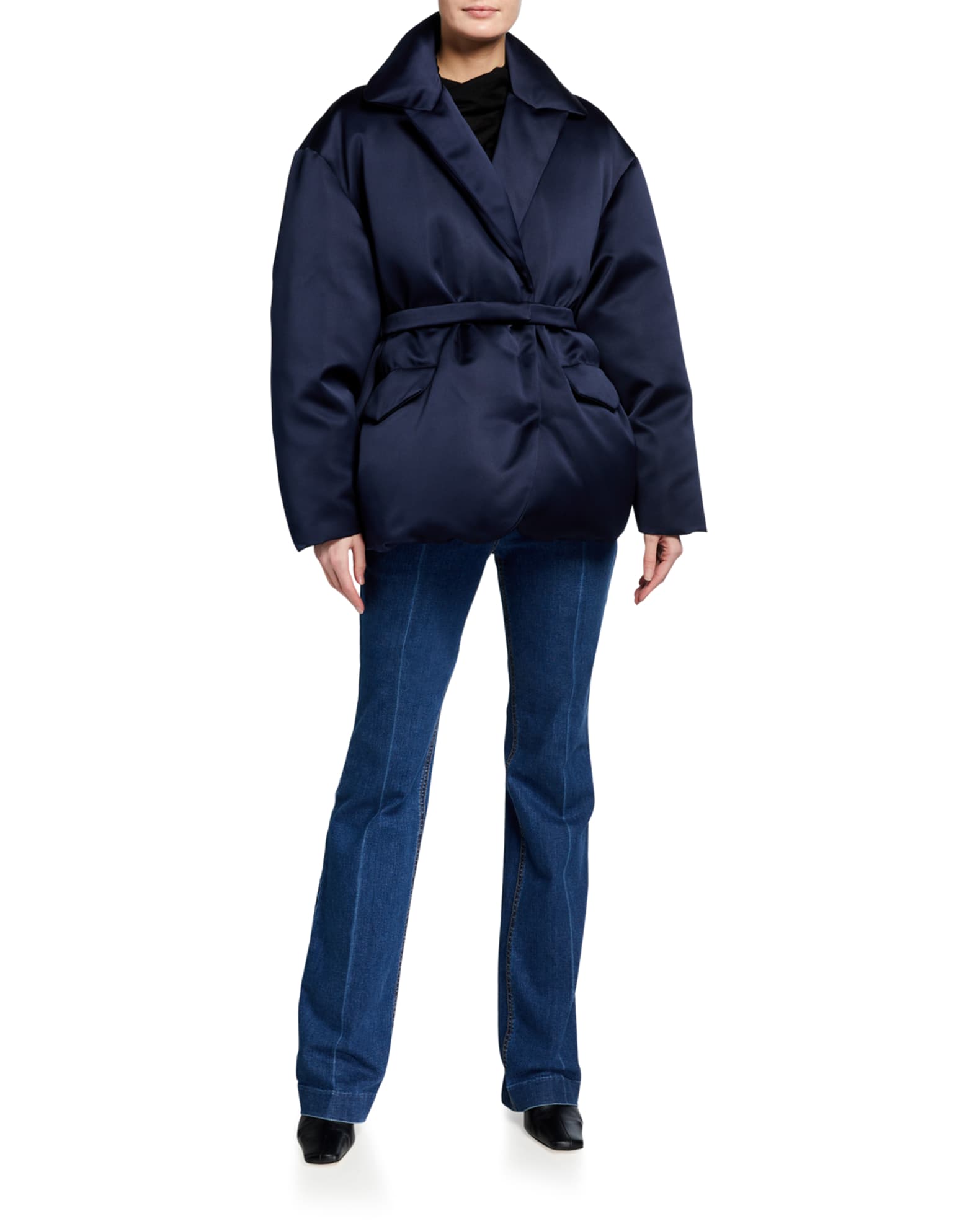 Oversized Wrap Satin Puffer Jacket and Matching Items | Neiman Marcus