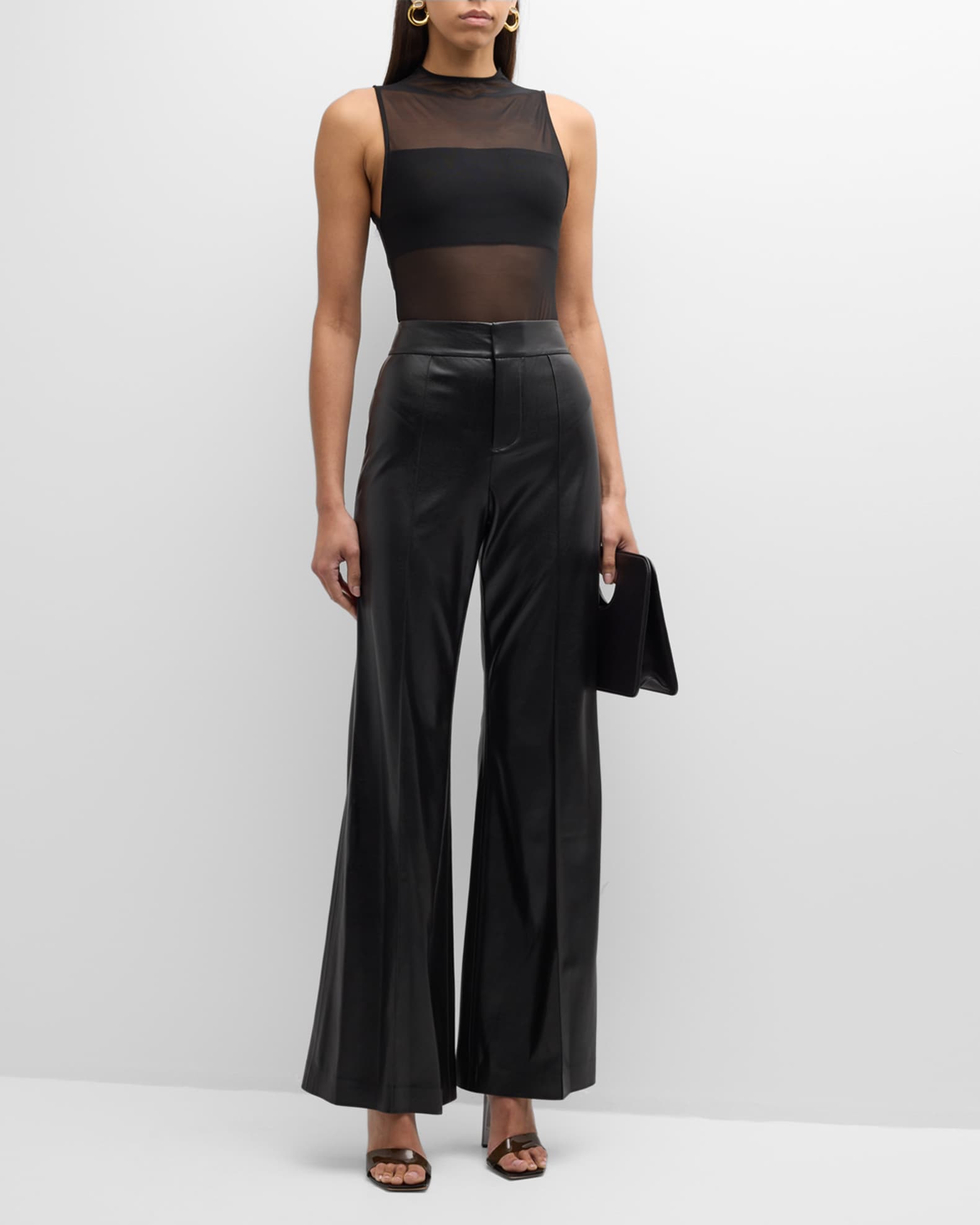 Alice + Olivia Dylan High-Waist Faux-Leather Pants | Neiman Alice + Olivia Dylan High-Waist Faux-Leather Pants | Neiman