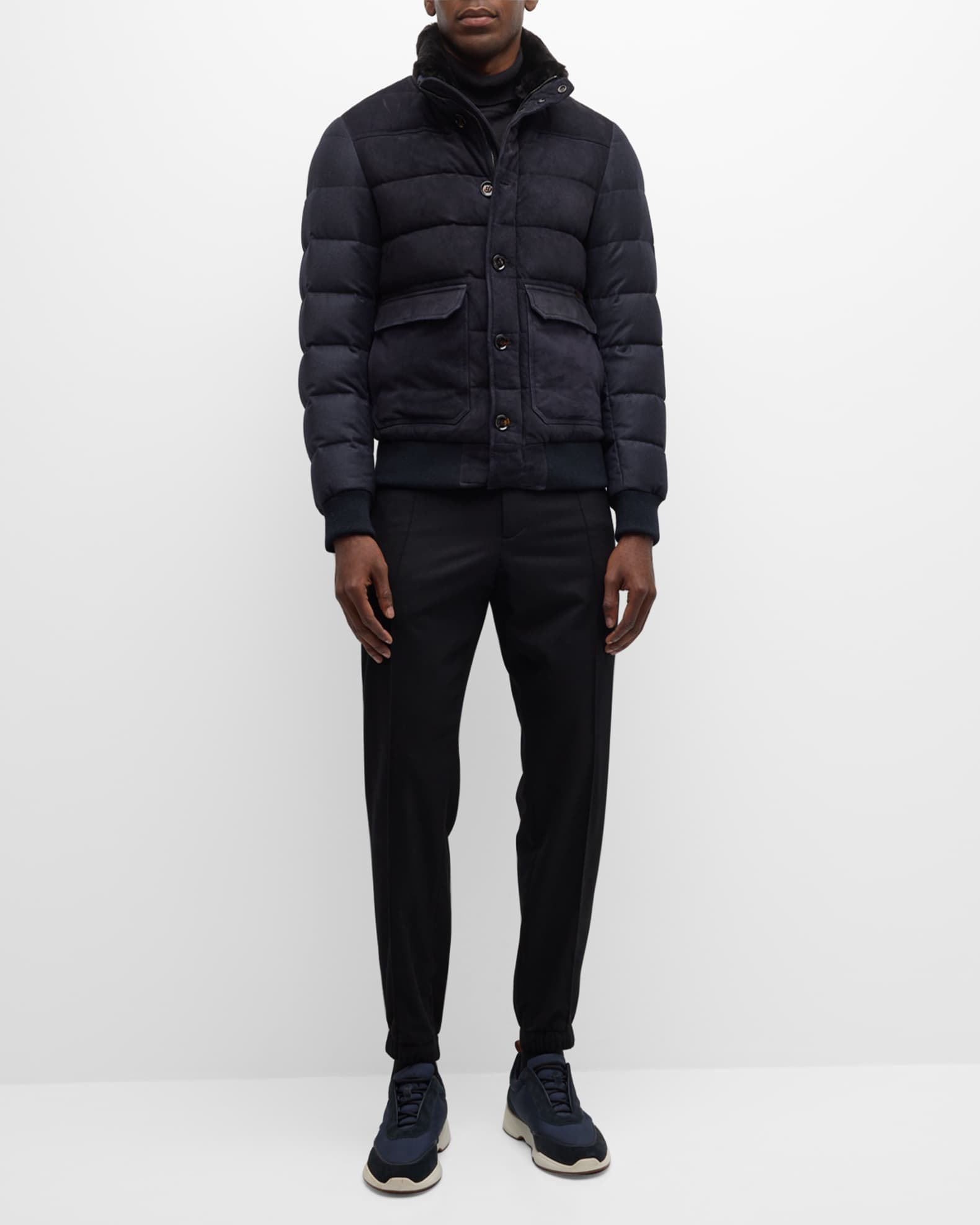 MooRER Men's Wool-Cashmere Jacket with Suede Front | Neiman Marcus