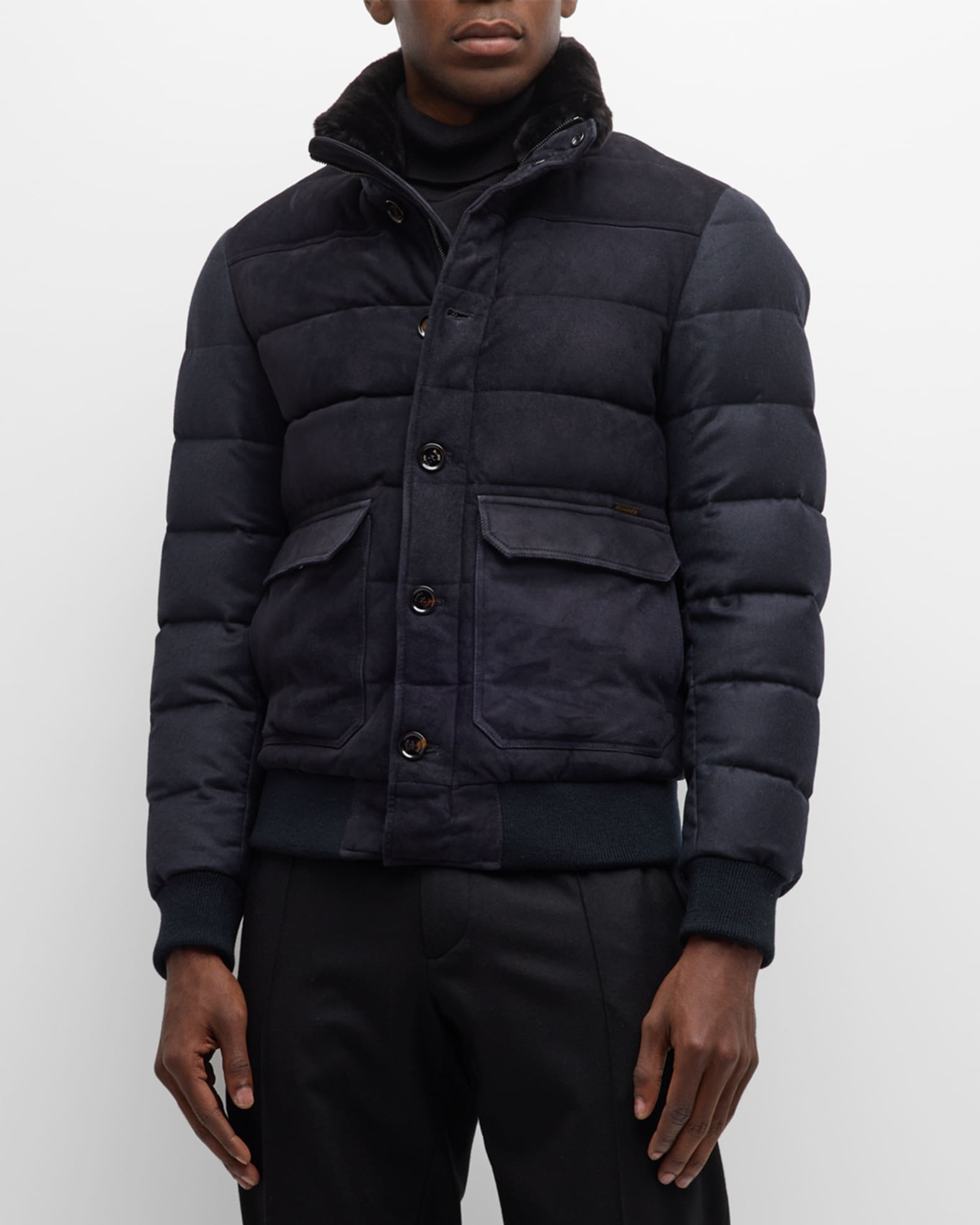 MooRER Men's Wool-Cashmere Jacket with Suede Front | Neiman Marcus