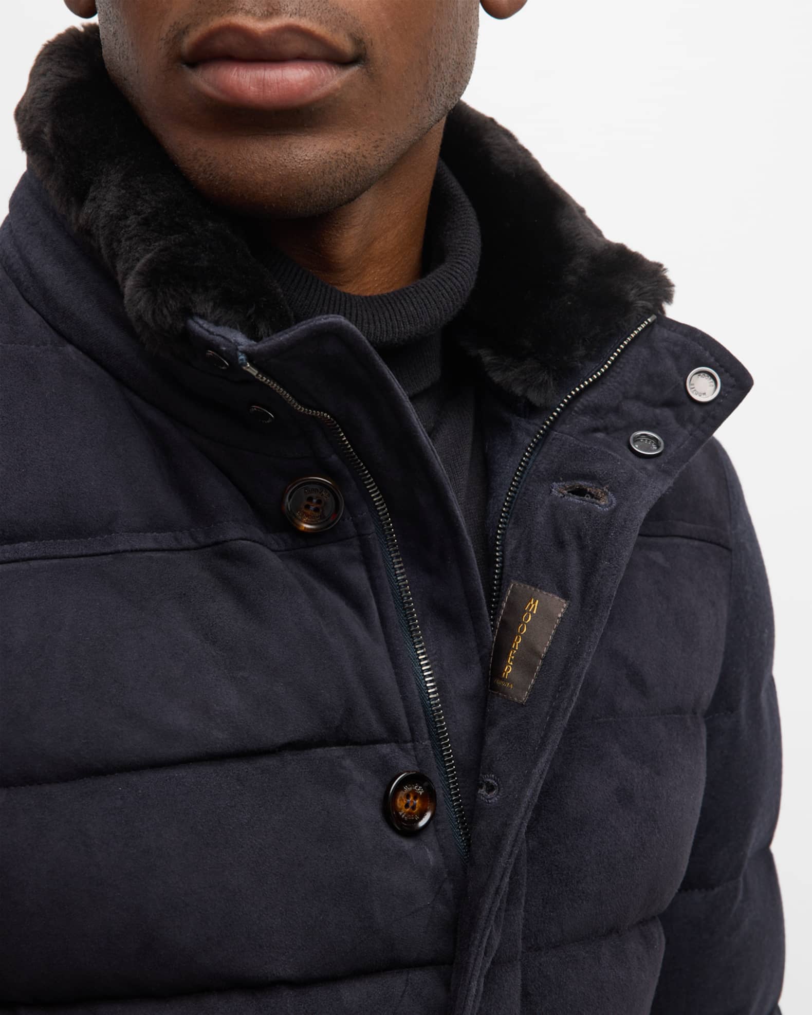 MooRER Men's Wool-Cashmere Jacket with Suede Front | Neiman Marcus