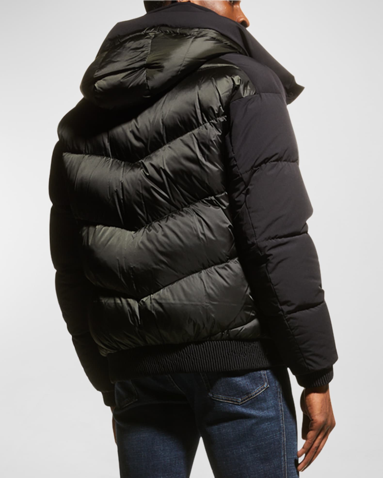 MooRER Men's Mixed Nylon Bomber Jacket | Neiman Marcus