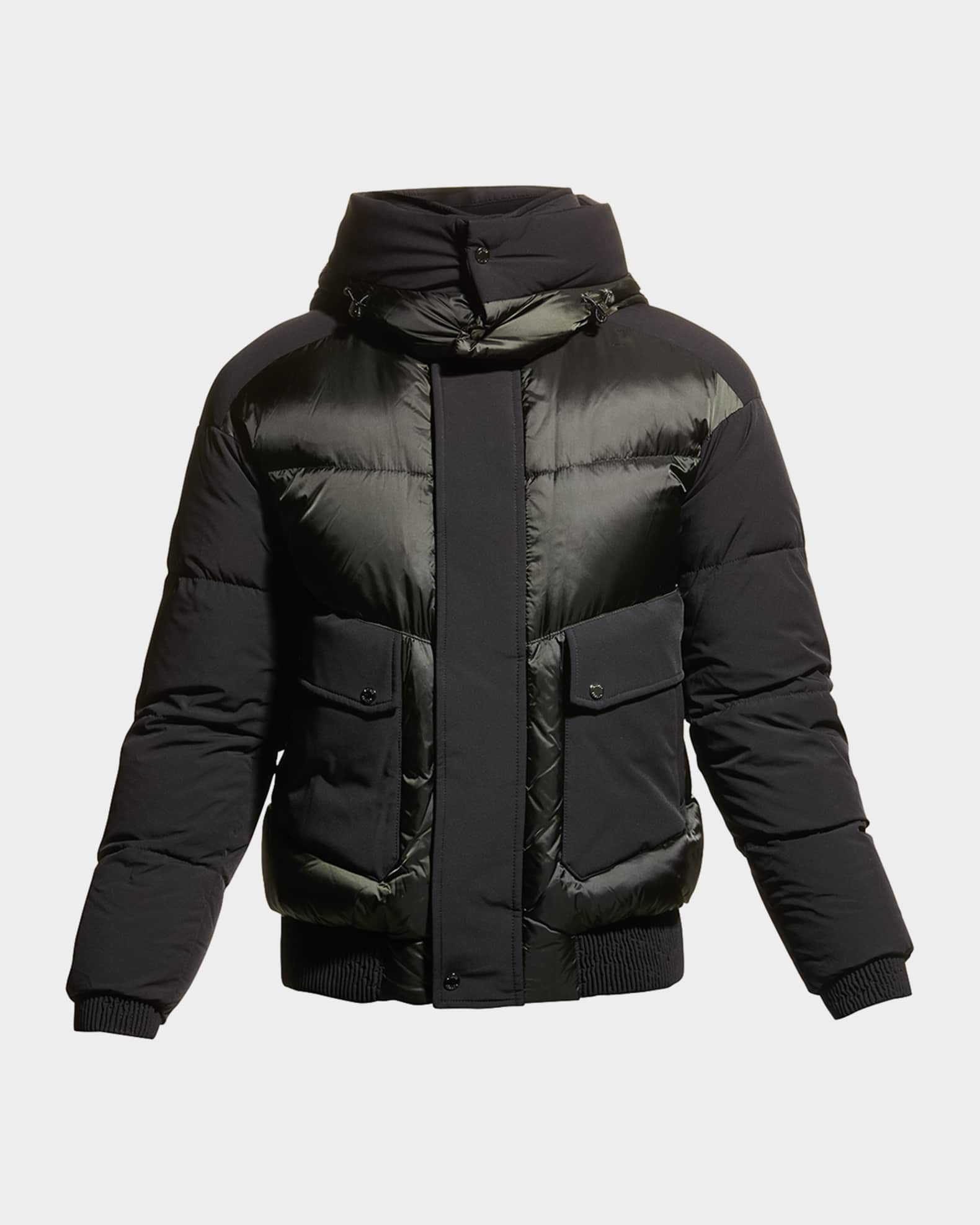 MooRER Men's Mixed Nylon Bomber Jacket | Neiman Marcus