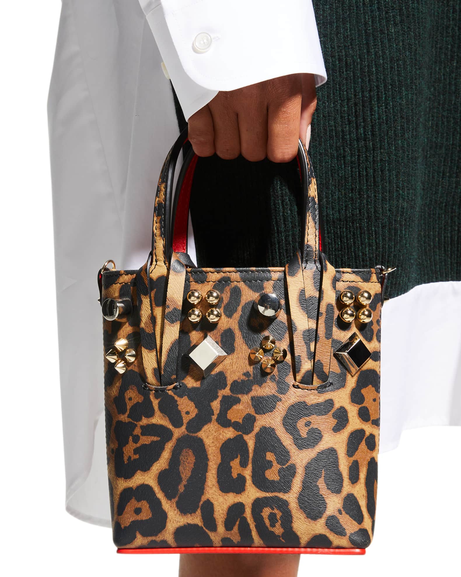 Christian Louboutin Cabata Mini Leopard-Print Studded Crossbody Bag ...