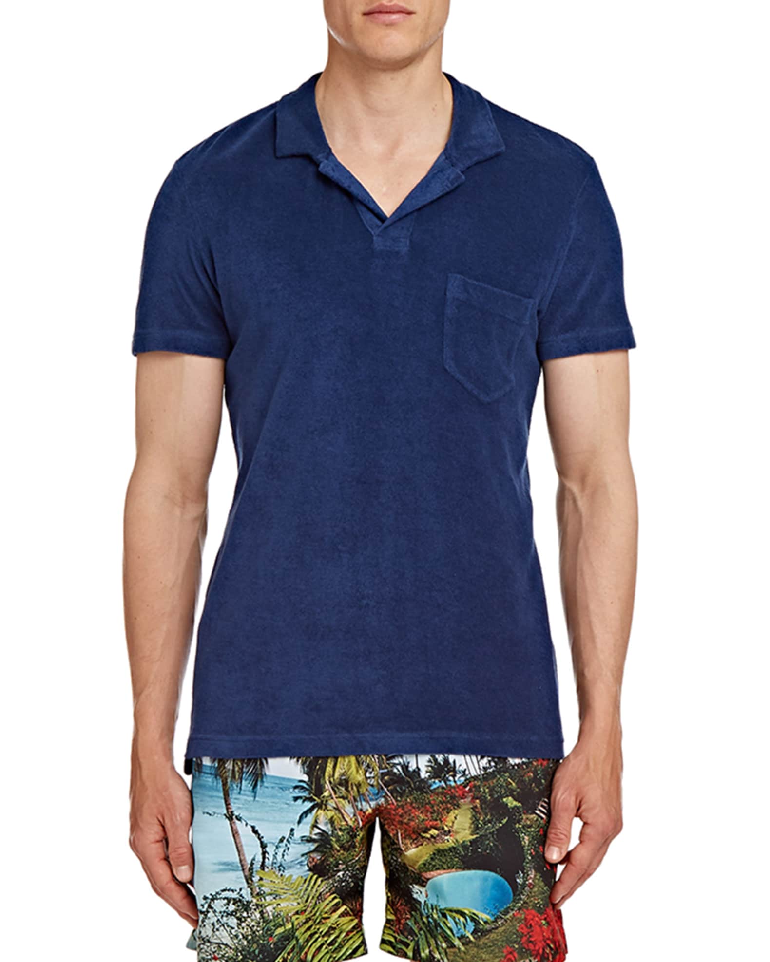 Orlebar Brown Men's Solid Terry Polo Shirt | Neiman Marcus
