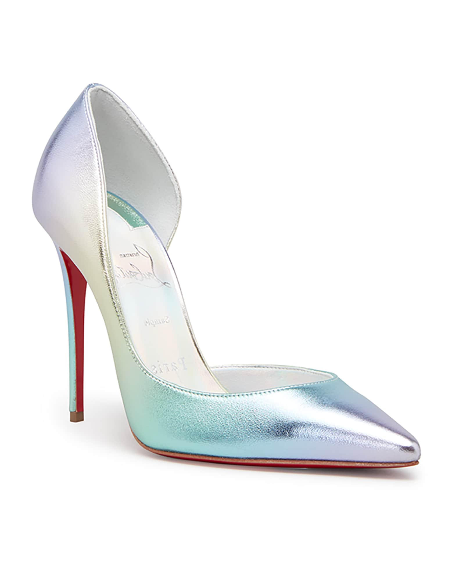 Christian Louboutin Iriza Iridescent Half-d'Orsay Red Sole Pumps ...