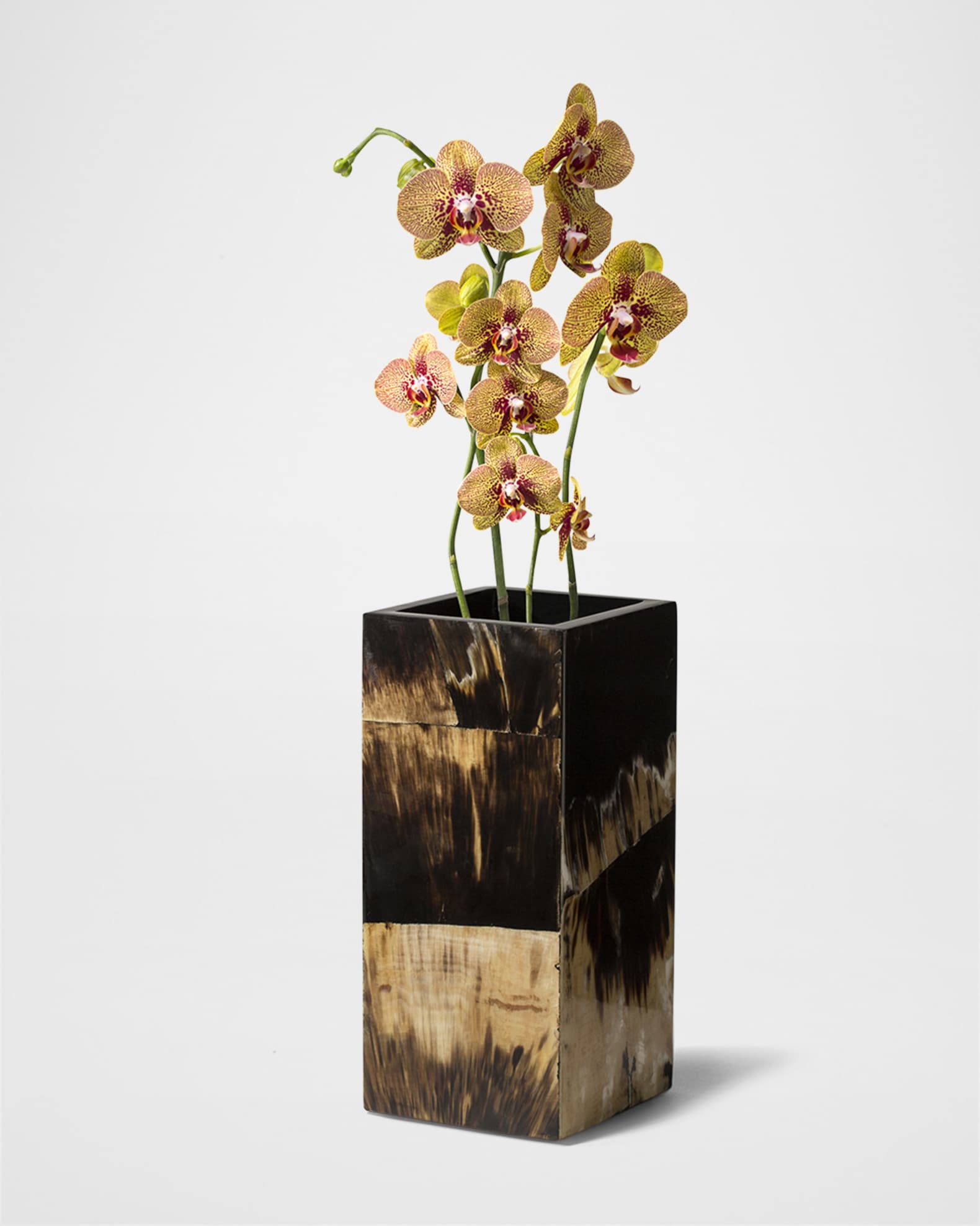 LADORADA Horn Veneer 12" Square Vase | Neiman Marcus