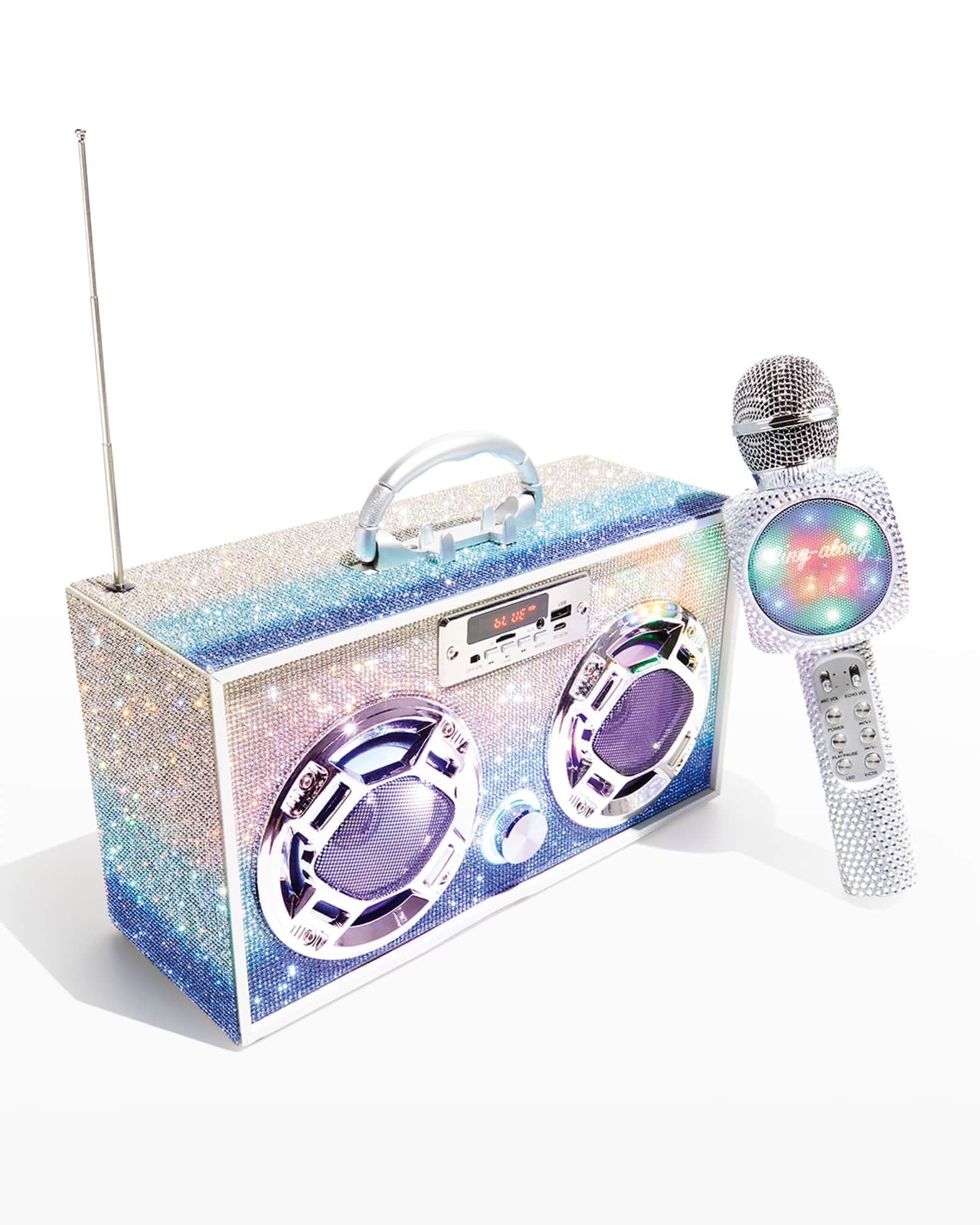 Wireless Express Retro Mini Bling Wireless Boombox, Blue | Neiman Marcus