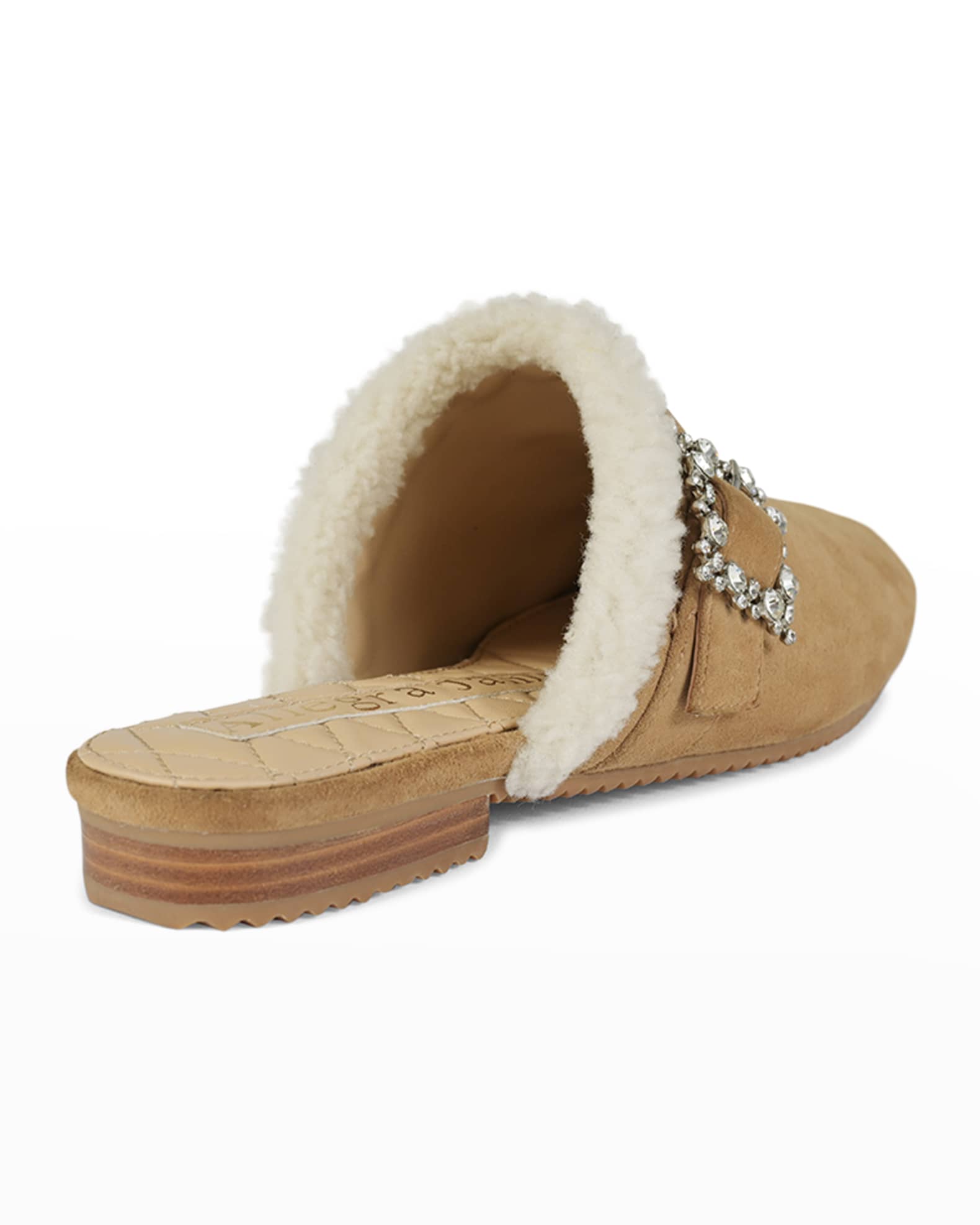 Allegra James Sami Suede Crystal Buckle Slippers | Neiman Marcus