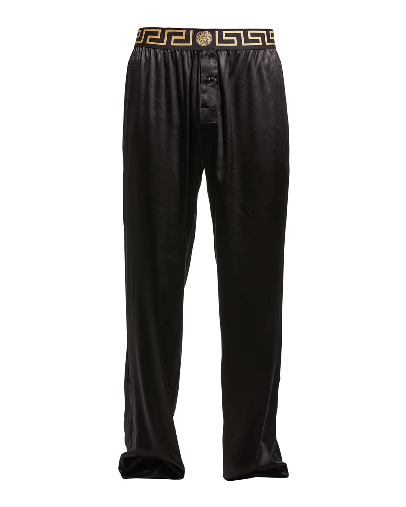 Versace Men's Greca Stretch-Satin Pants | Neiman Marcus