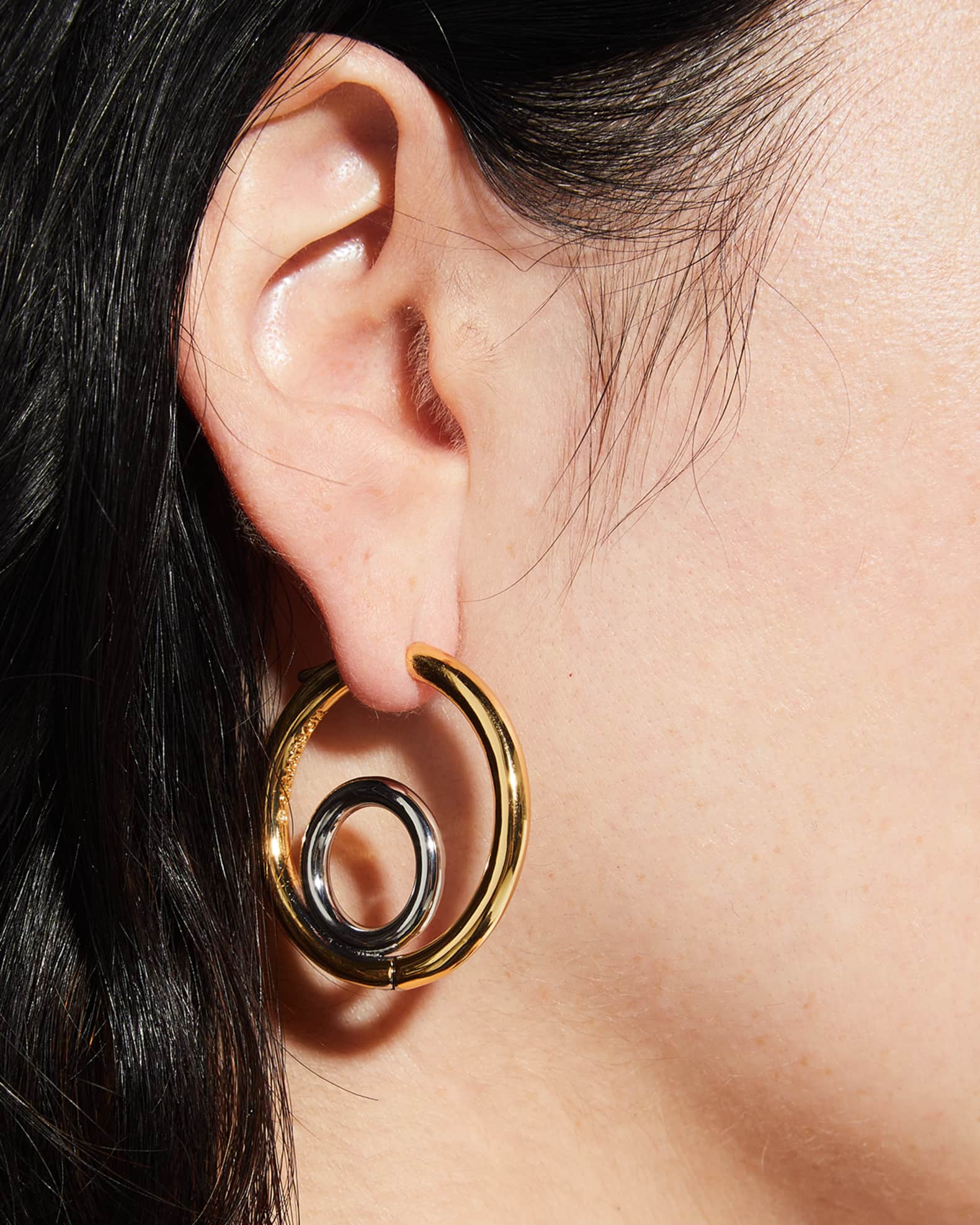 DEMARSON Bicolor Halo Hoop Earrings in Gold and Silver | Neiman Marcus