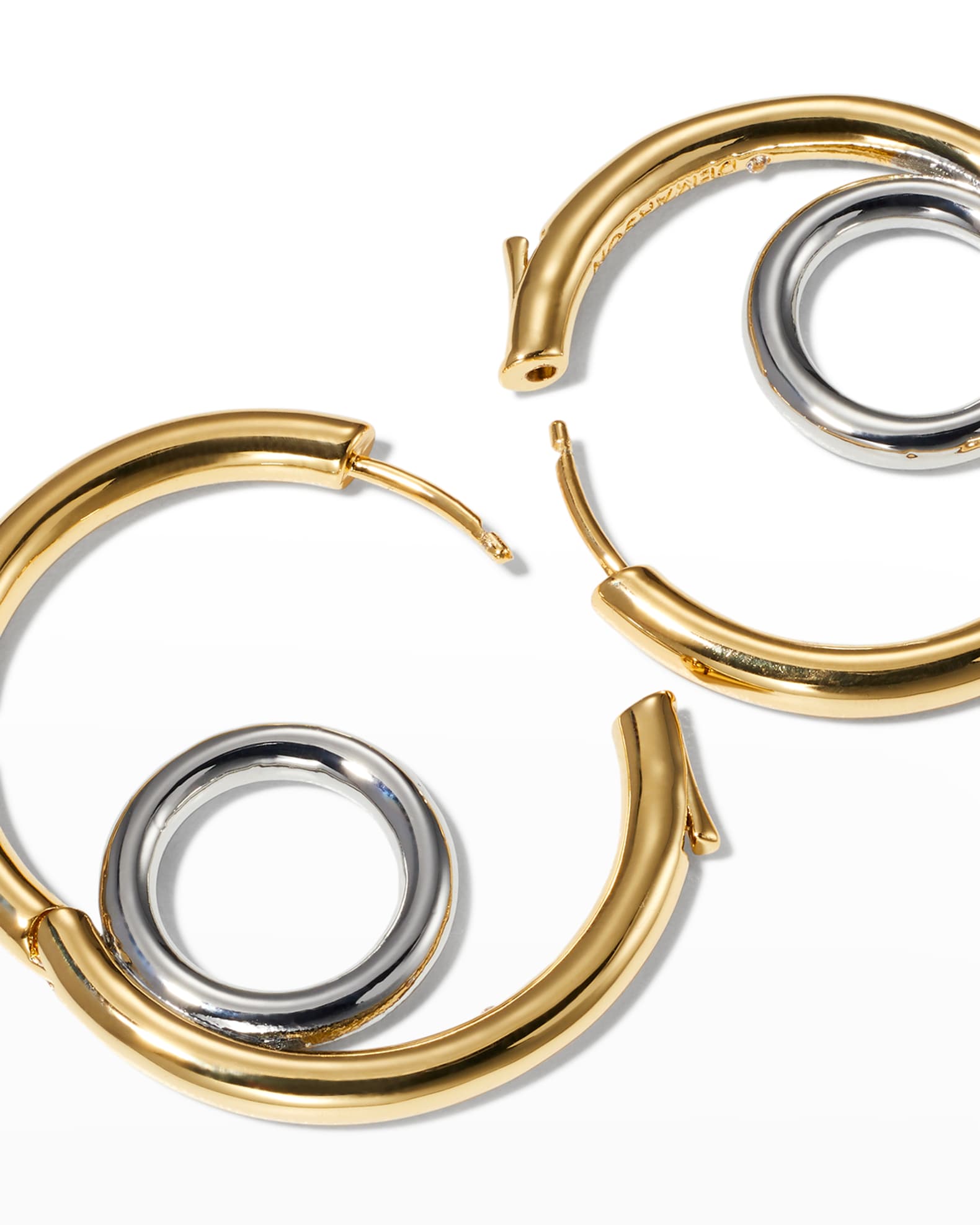DEMARSON Bicolor Halo Hoop Earrings in Gold and Silver | Neiman Marcus
