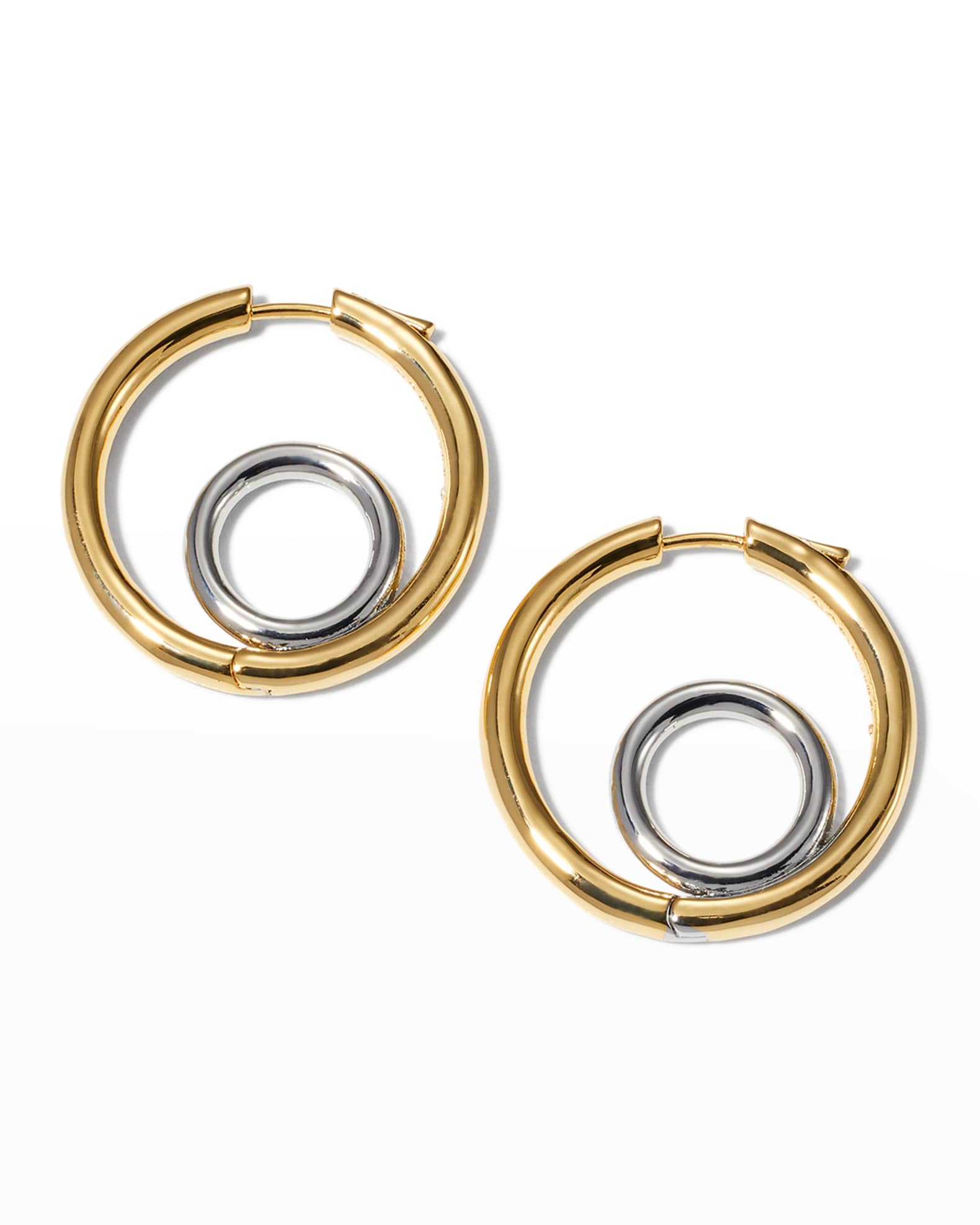DEMARSON Bicolor Halo Hoop Earrings in Gold and Silver | Neiman Marcus